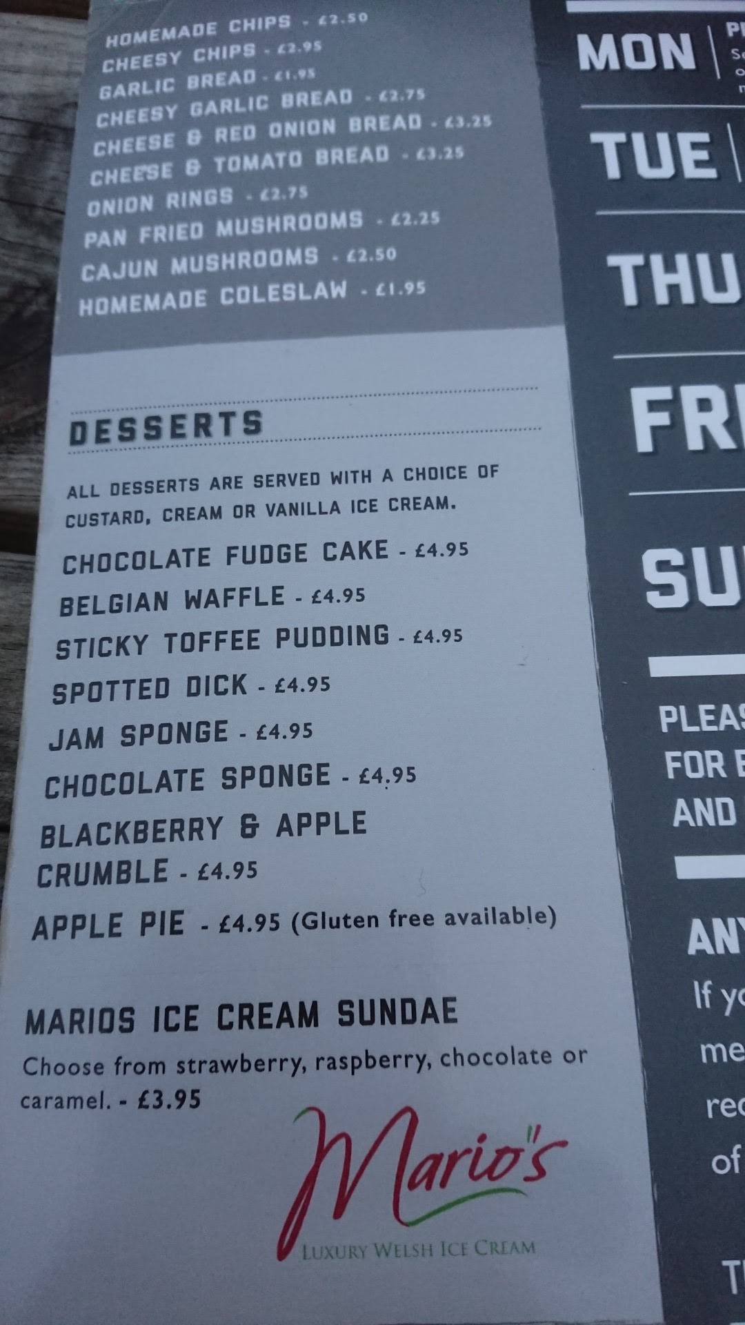 Menu at The Open Hearth pub & bar, Pontypool