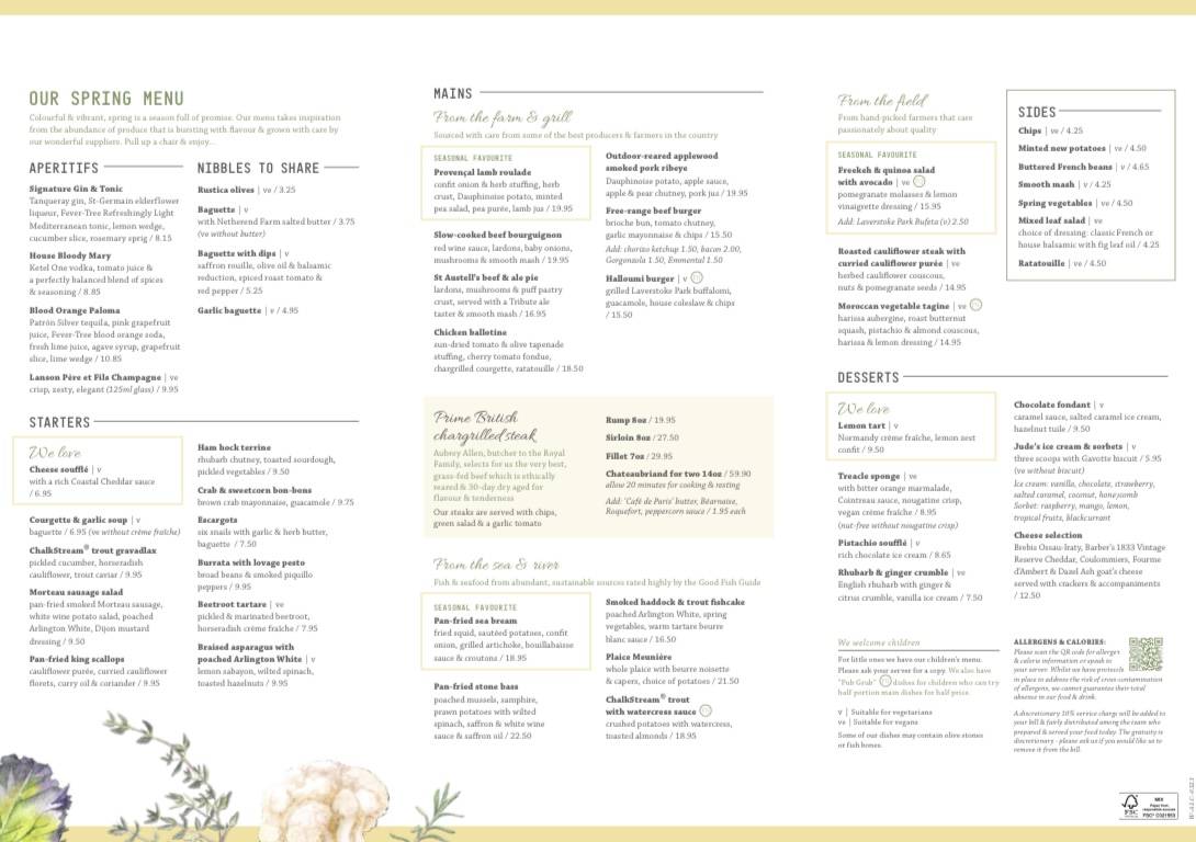 Menu at The Red Deer pub & bar, Horsham