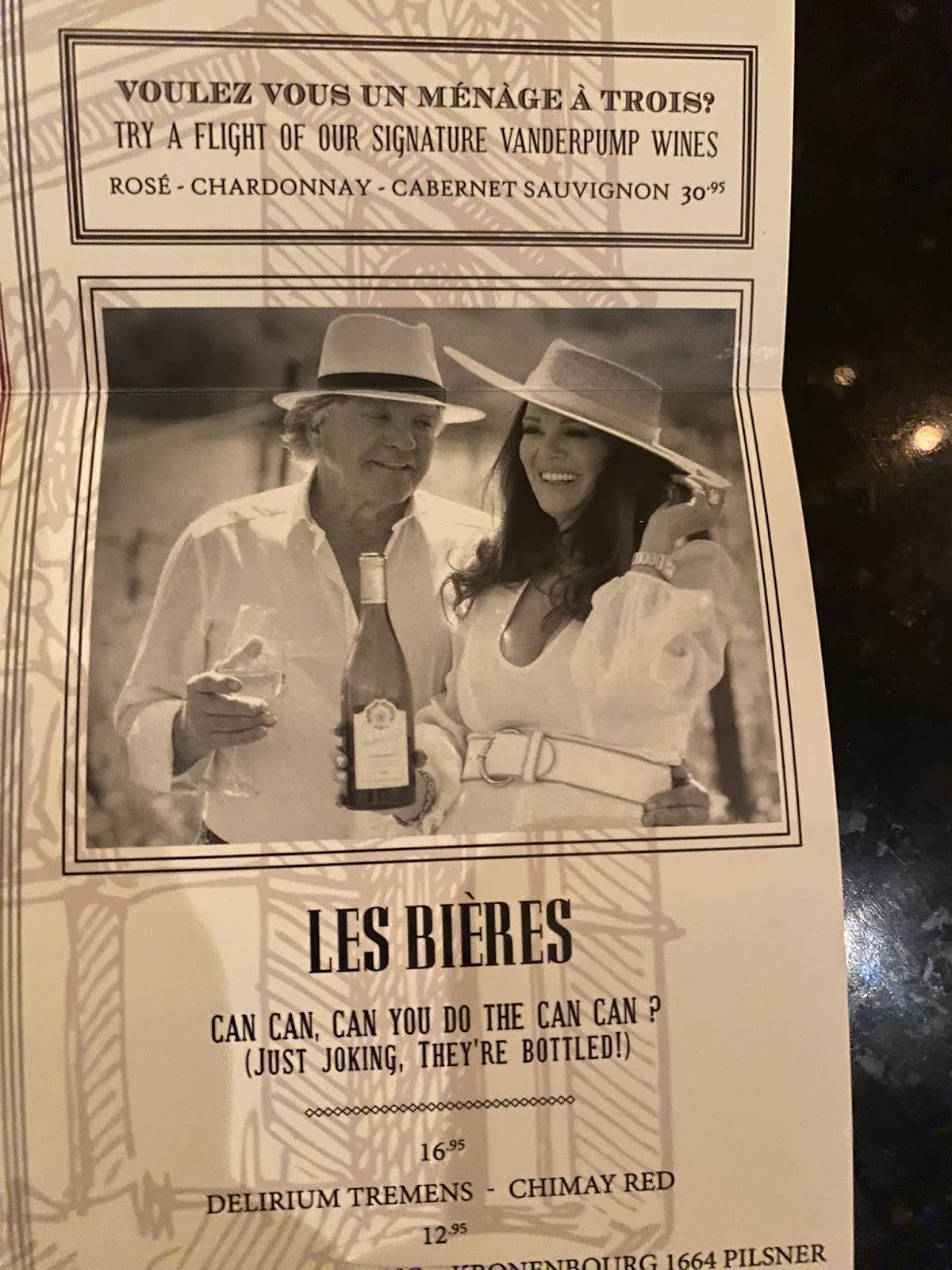 Menu at Vanderpump à Paris pub & bar, Las Vegas