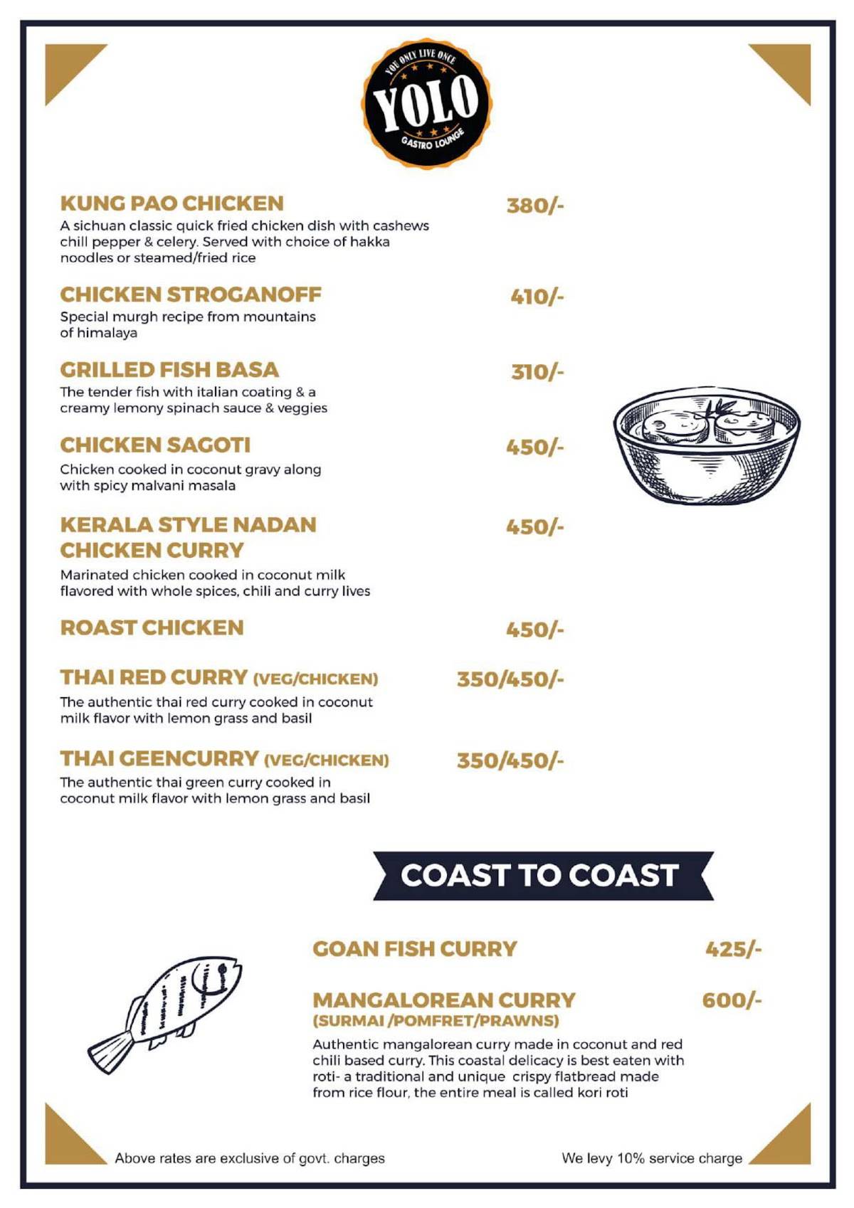 Menu at Yolo Gastro Lounge, Pune, 8th Floor