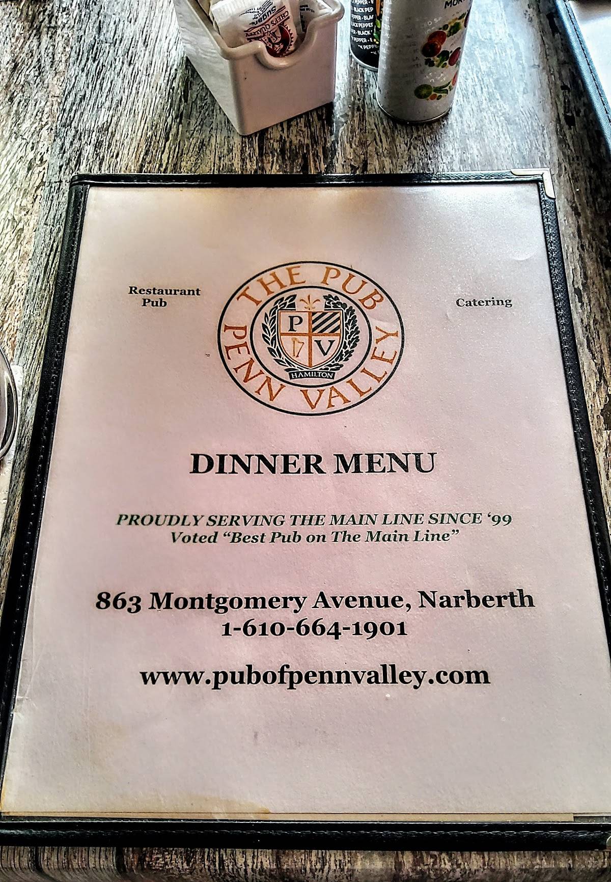 Menu at Pub of Penn Valley, Narberth