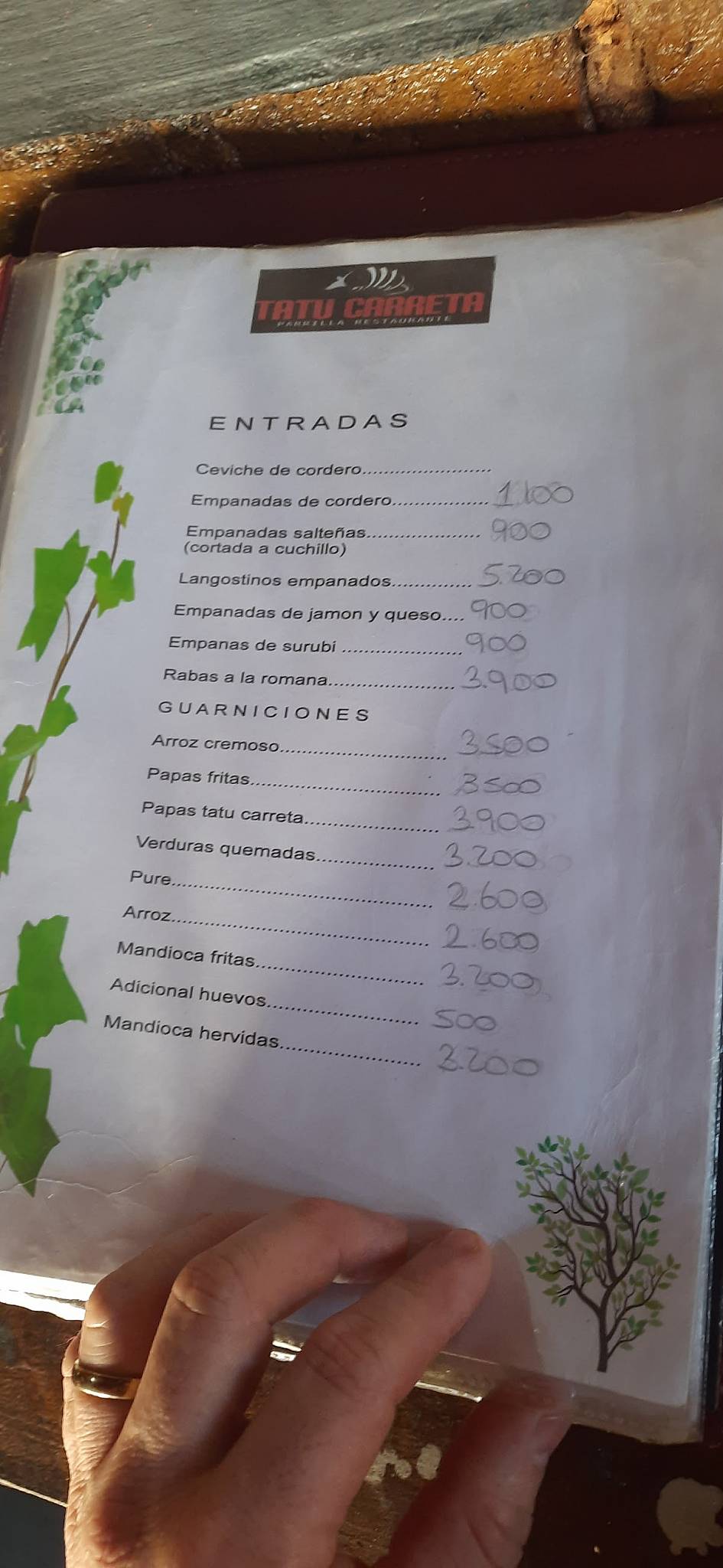 Menu at Tatu Carreta restaurant, Puerto Iguazú, Av. Victoria Aguirre 773