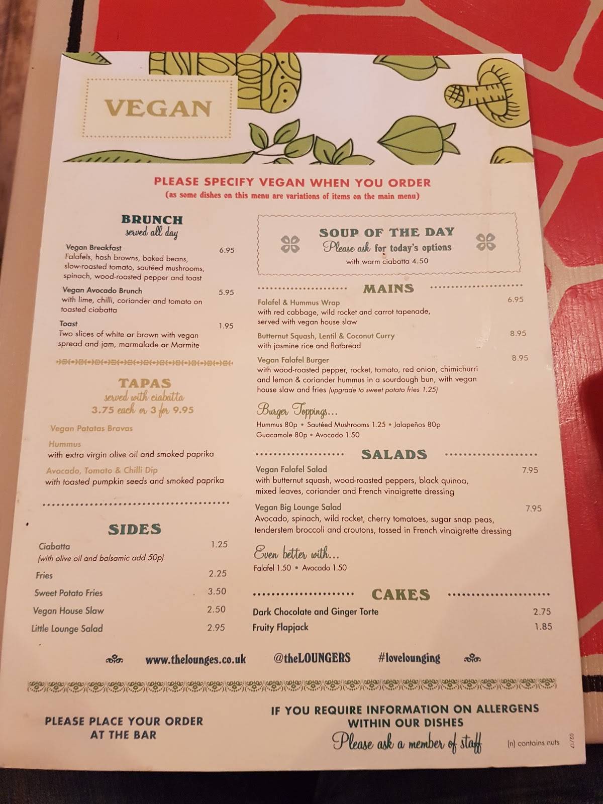 Menu at Puerto Lounge restaurant, Exeter