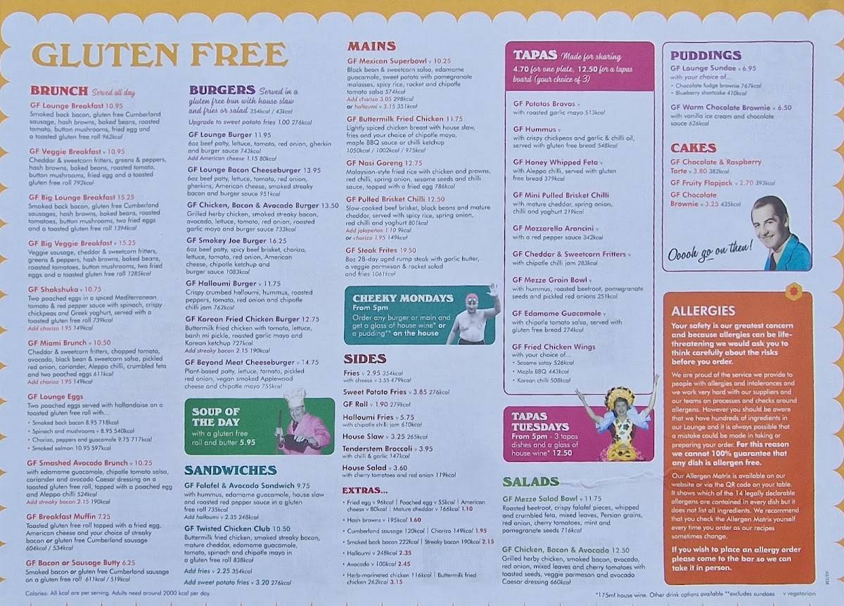 Menu at Puerto Lounge restaurant, Exeter