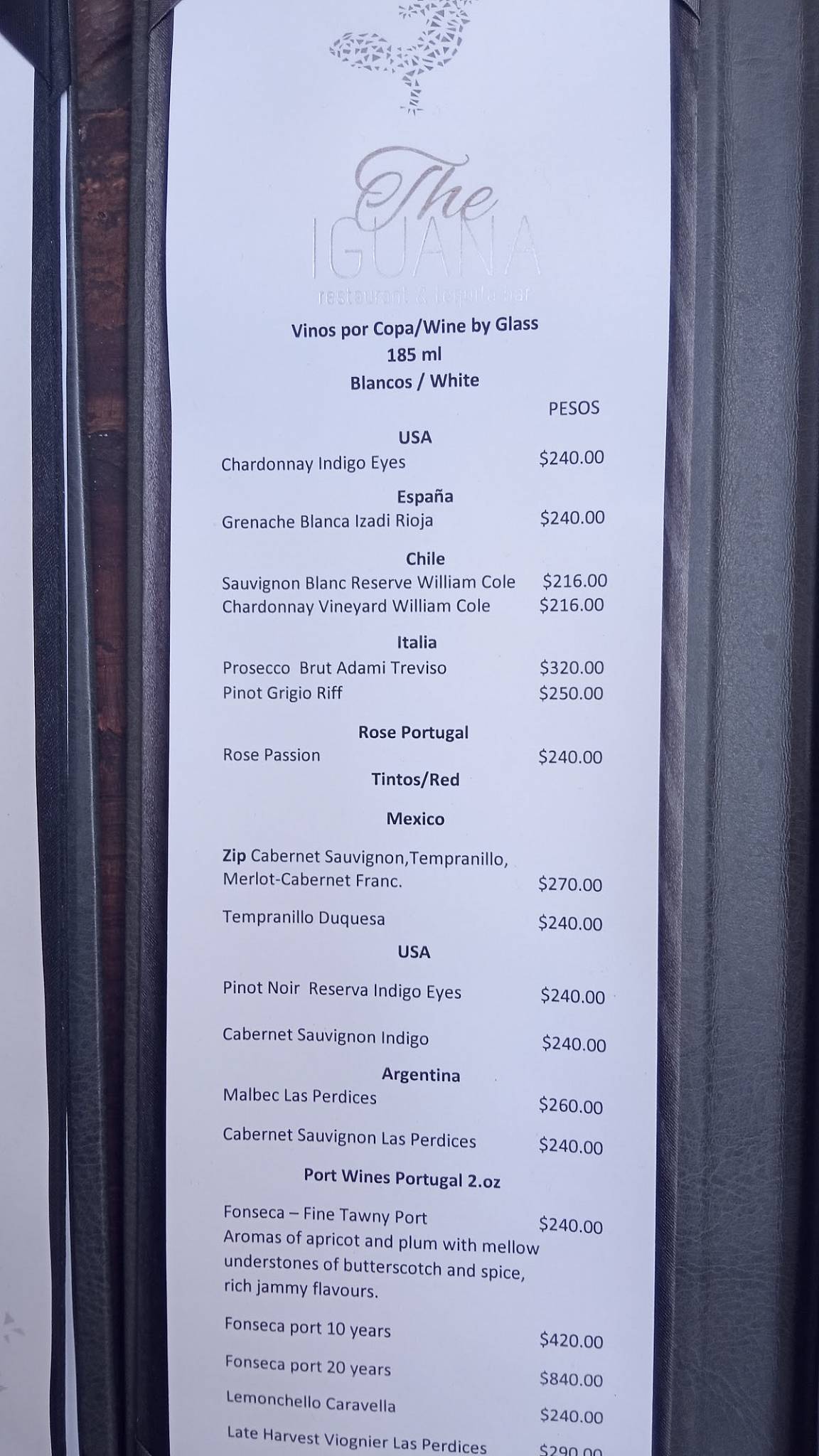 Menu at The Iguana Restaurant & Tequila Bar, Puerto Vallarta, C ...
