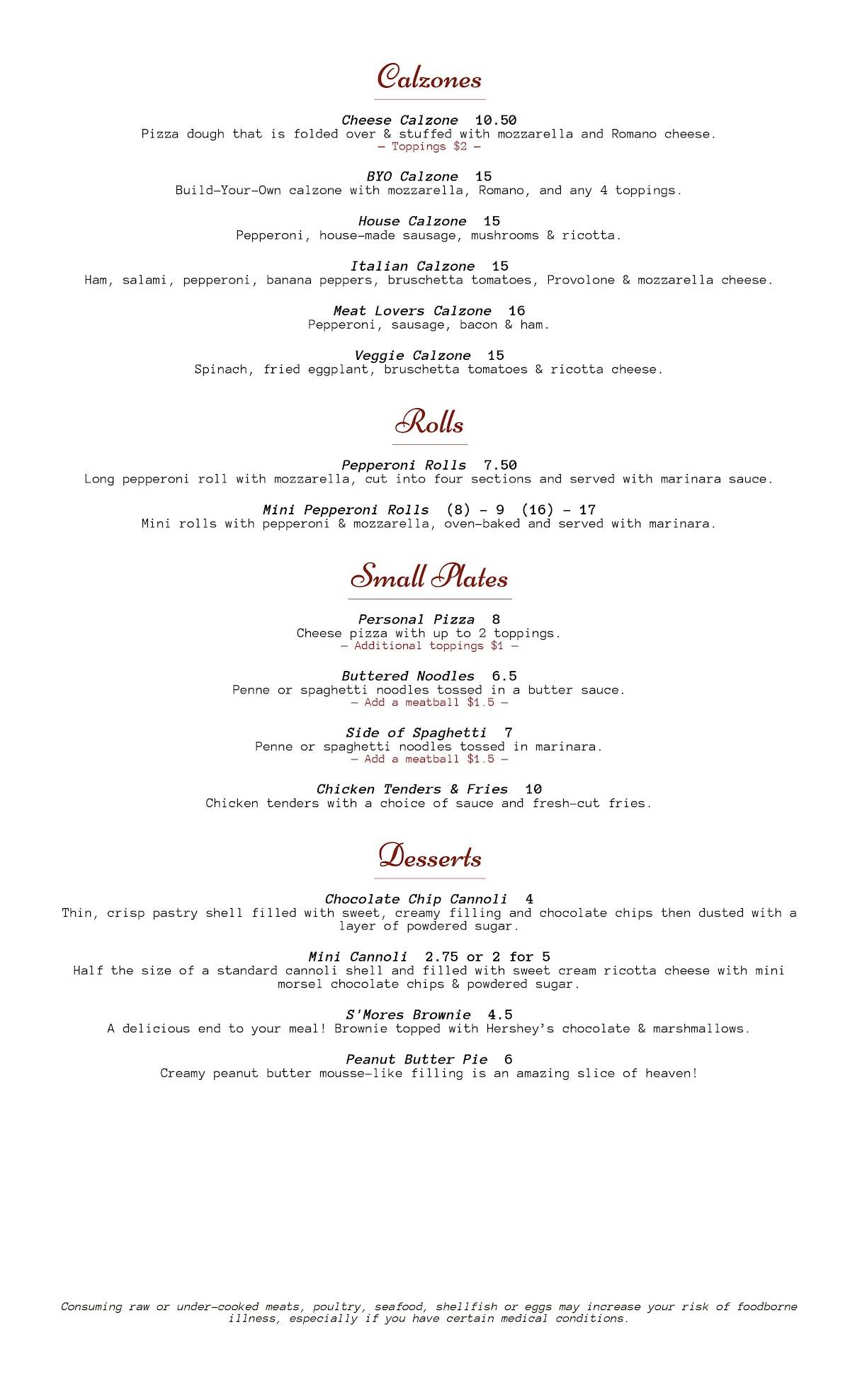 Menu at Purola's Harbor Deli restaurant, Ashtabula, Lake Rd W