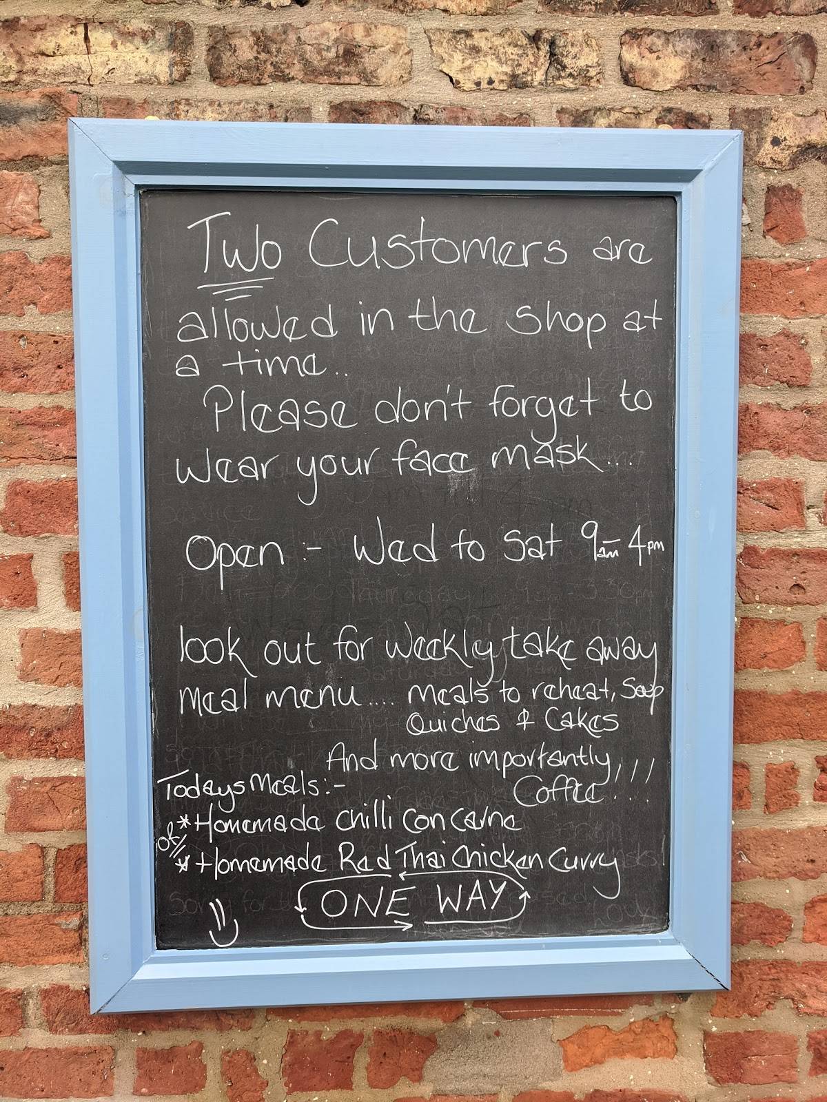 Menu at Quarmbys cafe, Sheriff Hutton
