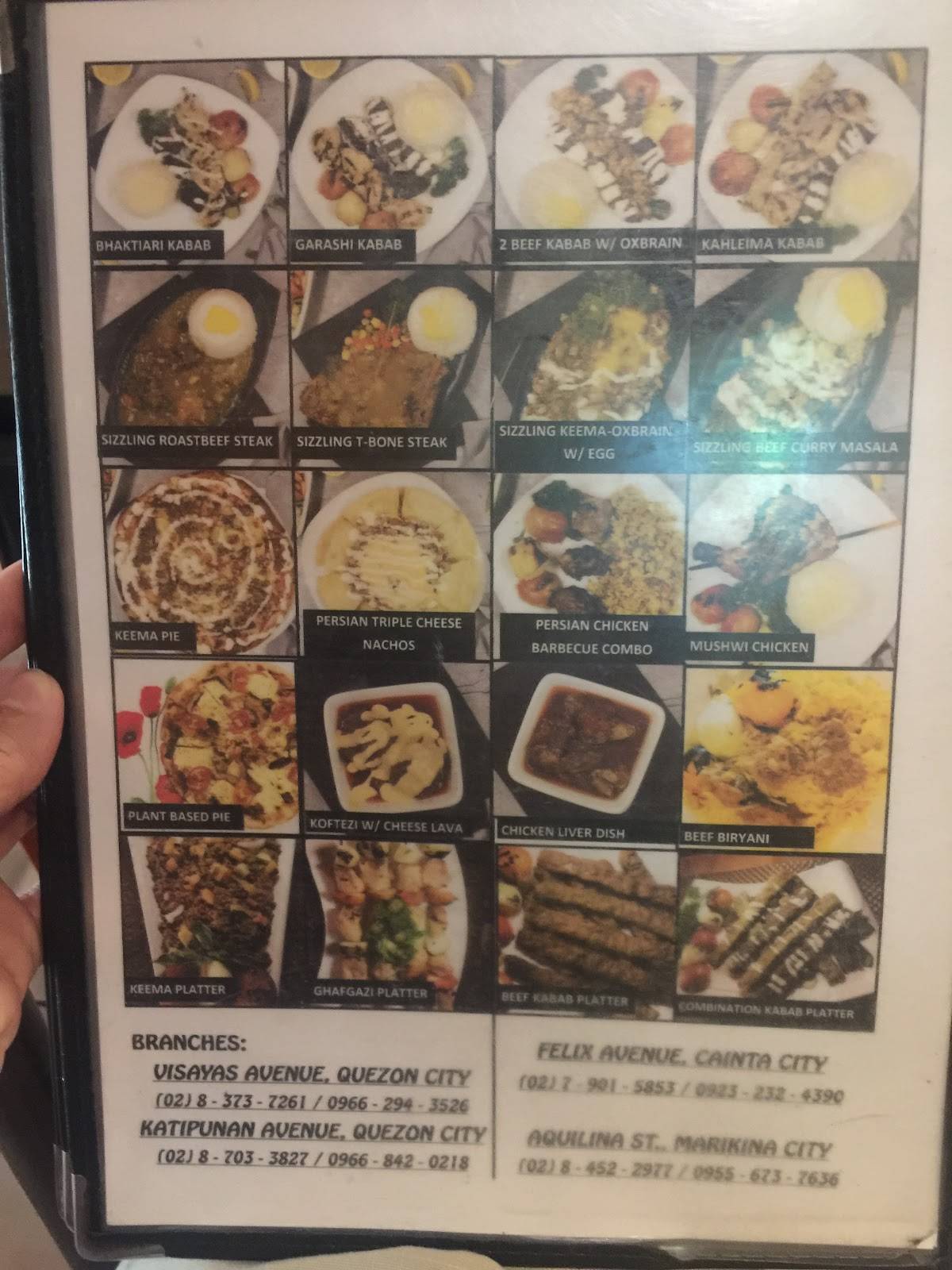 Menu at Hassan Kabab and Steaks restaurant, Quezon City, 9 Visayas Ave