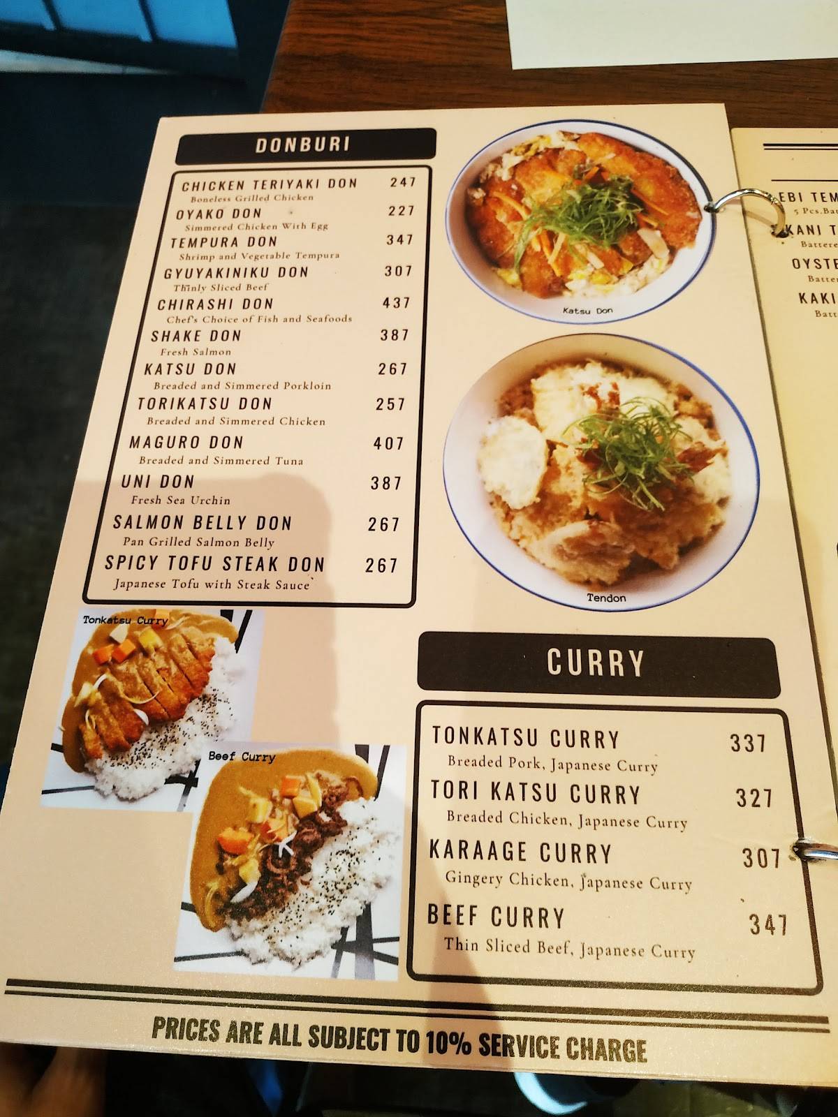 Menu at Shokudo Restaurant Banawe, Quezon City