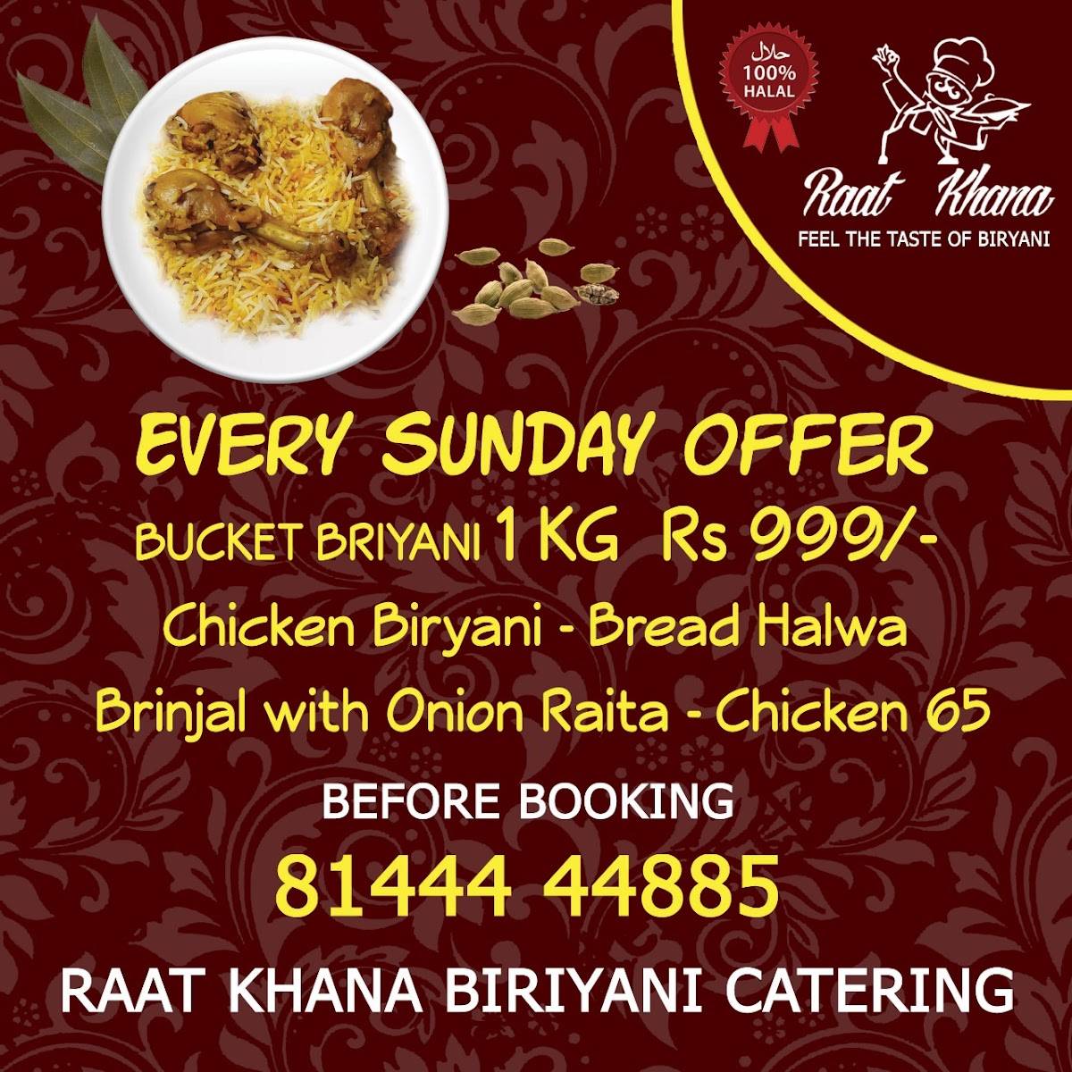 Menu at RAAT KHANA NIKKAH BIRIYANI AND CATERING, Chennai