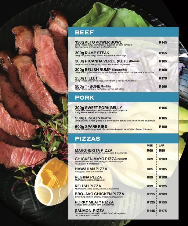 Menu at RELISH RESTAURANT & BAR, Pretoria
