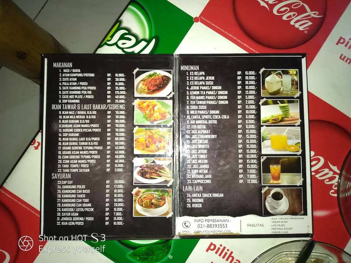 Menu at RM Kapalay Dua restaurant, Bekasi Regency