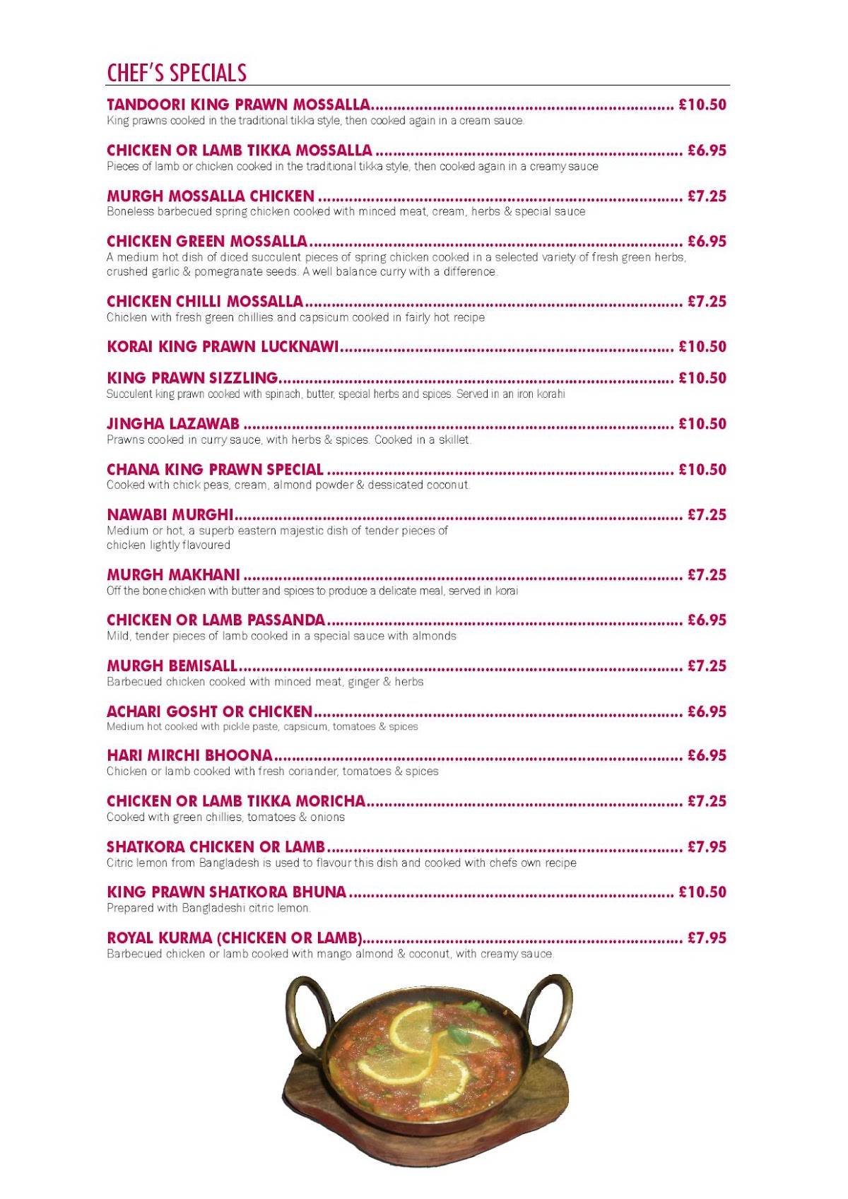 Menu at Raj Garden restaurant, Bushey, 217-219 Park Ave