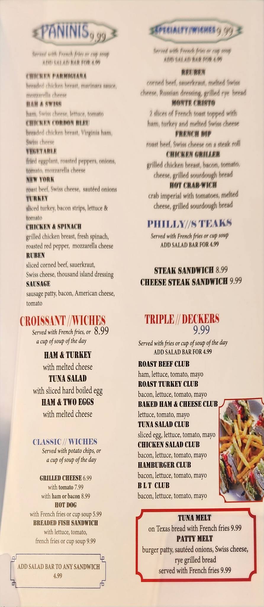 Menu at Deluxe Diner restaurant, Shillington