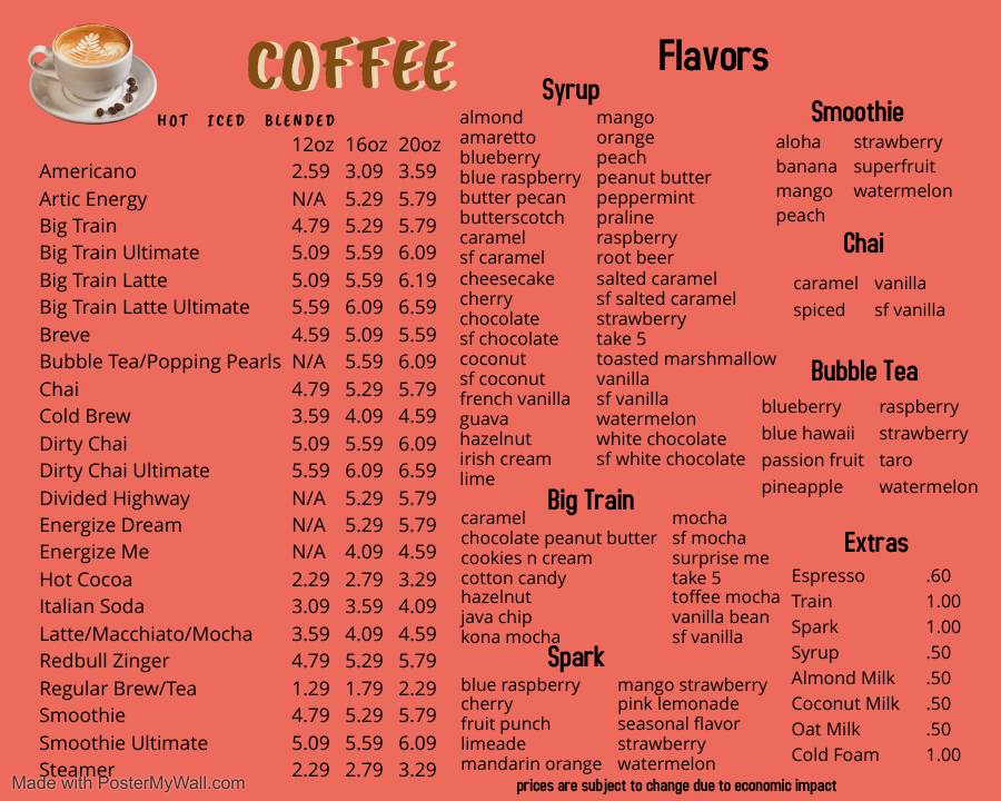 Menu at Red Barn Bakery, Lemmon