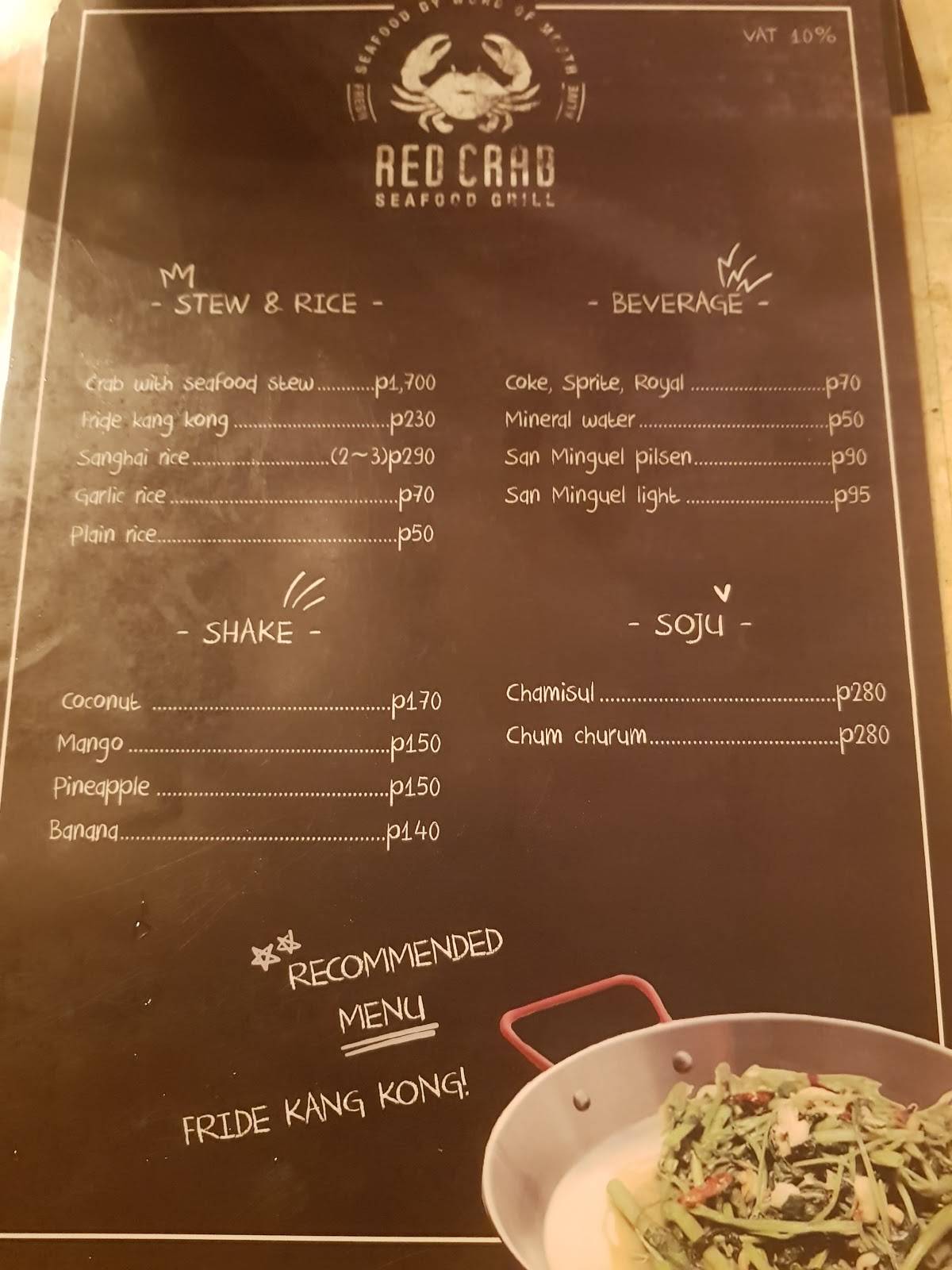 Carta de Red Crab Restaurant, Lapulapu