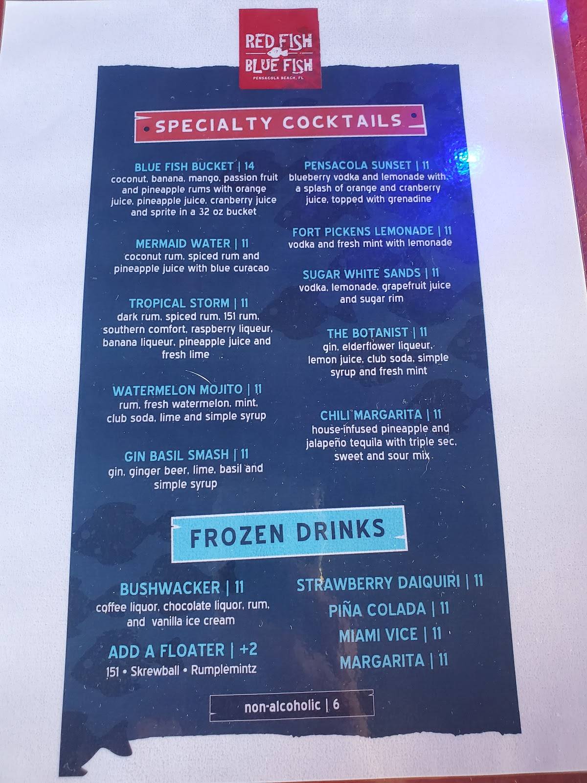 Menu at Red Fish Blue Fish Pensacola Beach restaurant, Pensacola Beach ...