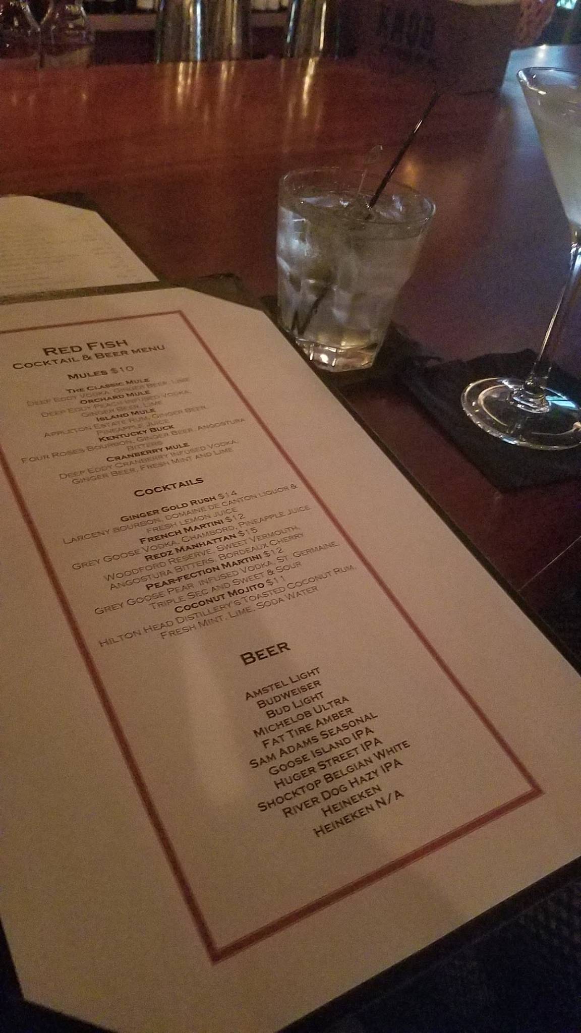 Menu at Red Fish Restaurant, Hilton Head Island