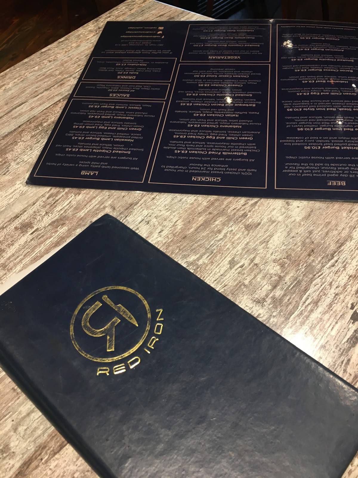 Menu at Red Iron Burgers steakhouse, Uxbridge