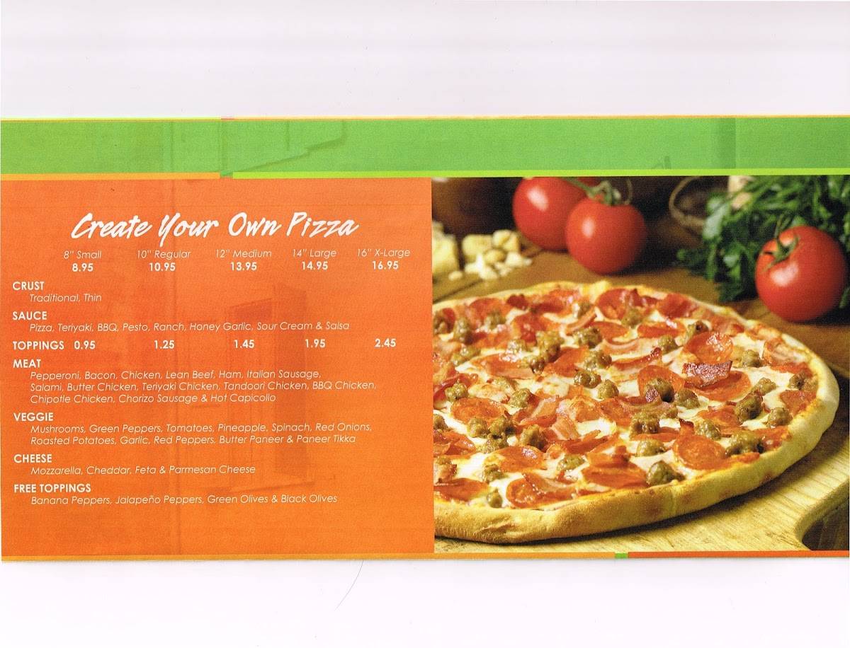 Menu at Red Swan Pizza restaurant, Martensville
