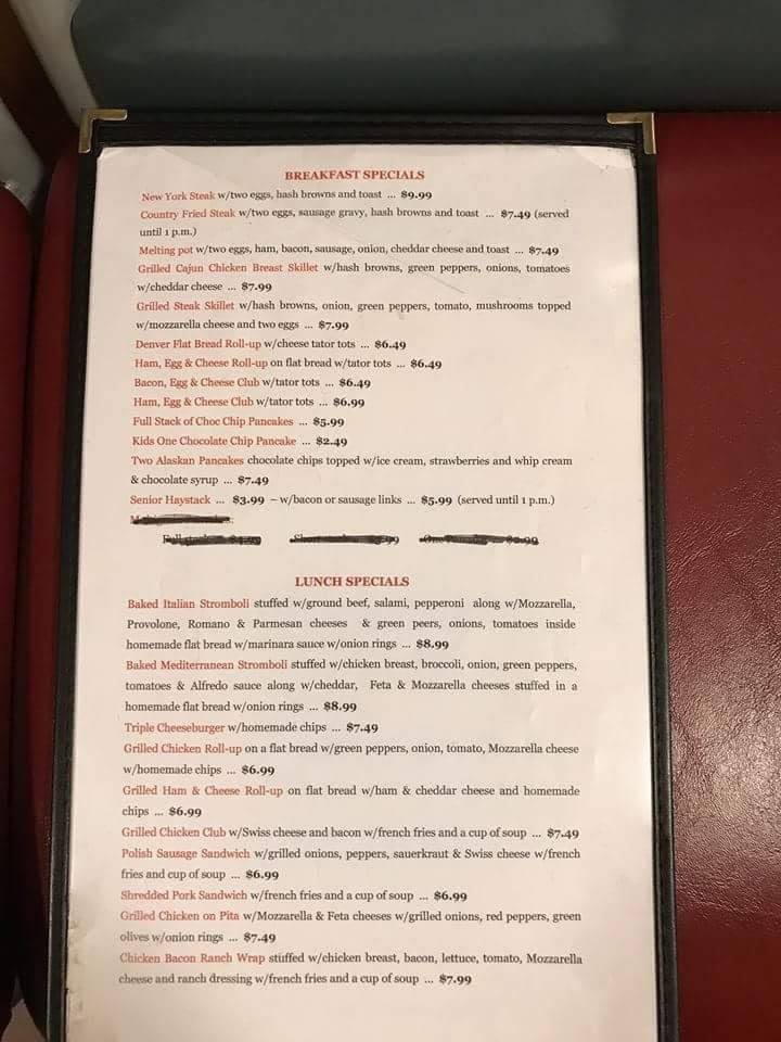 Menu at Red Wheel Restaurant, Rantoul