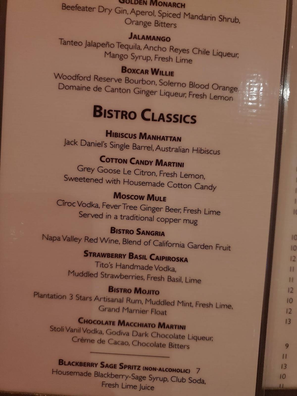 Menu at Bistro Napa pub & bar, Reno, S Virginia St