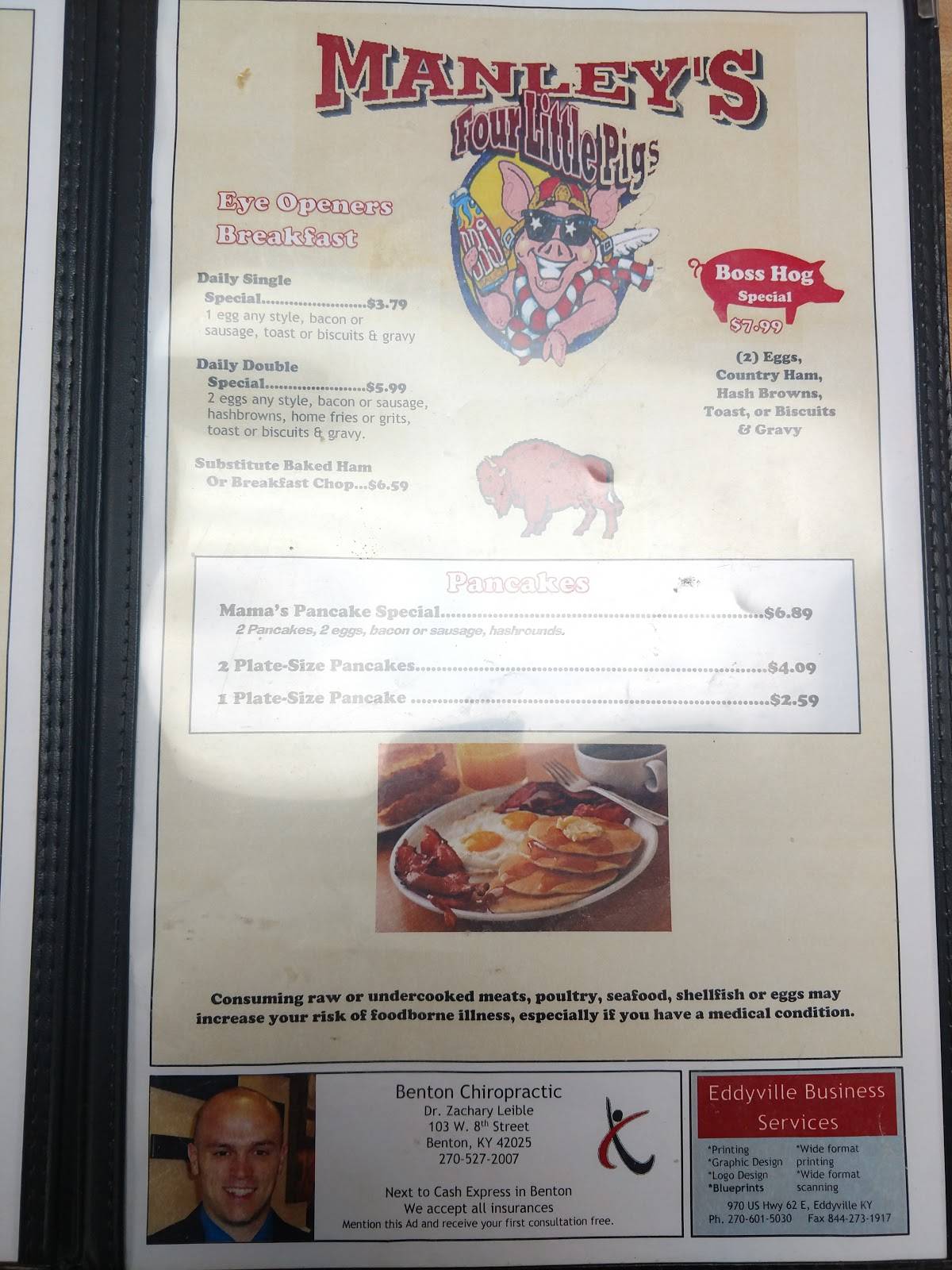 Menu at 4 Little Pigs BBQ, Benton
