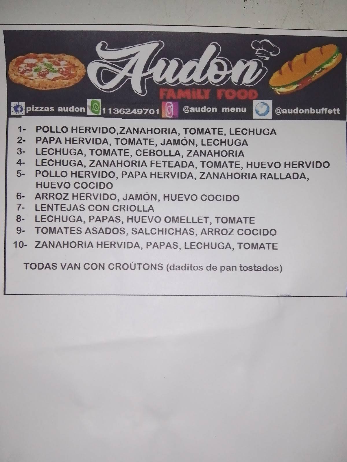 Menu at AUDON family food restaurant, Rafael Castillo