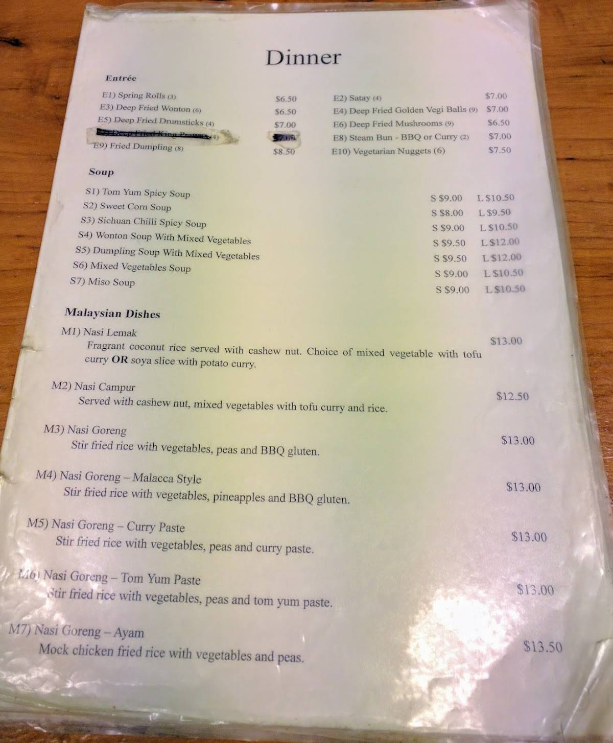 Menu at Aunty Mena's Vegetarian Restaurant & Cafe, Wellington
