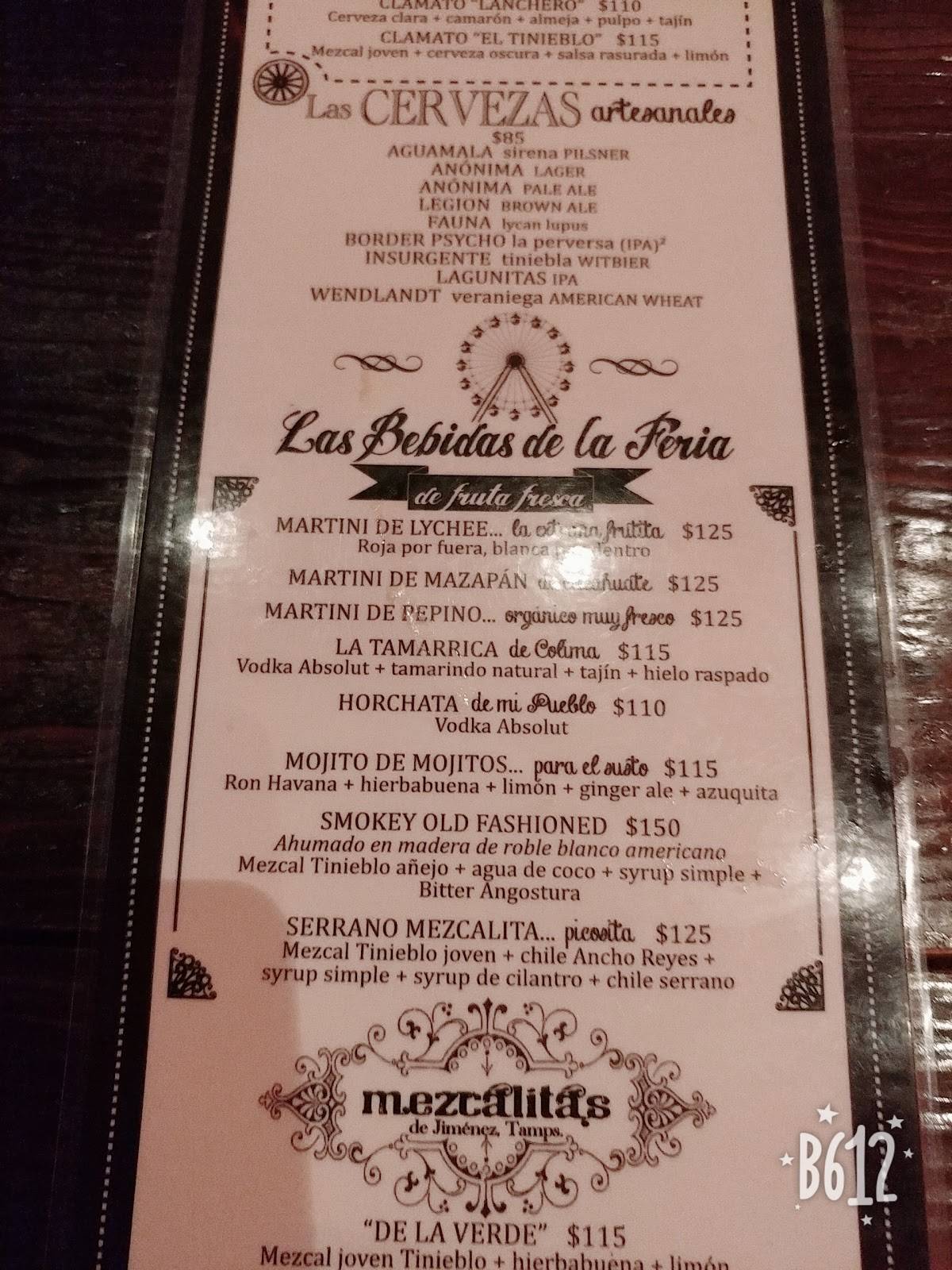 Carta del restaurante BODEGA 8, Mexicali