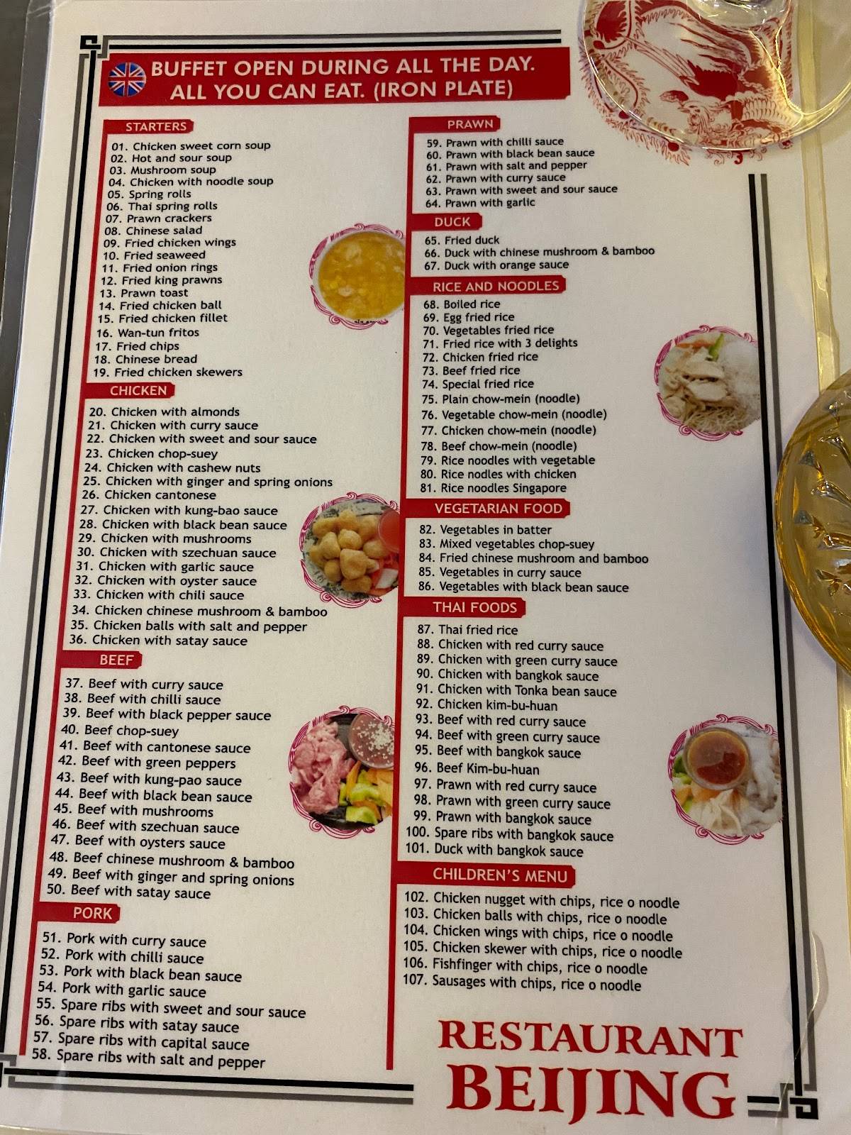 Menu at Beijing Chinese Restaurant, Costa Teguise