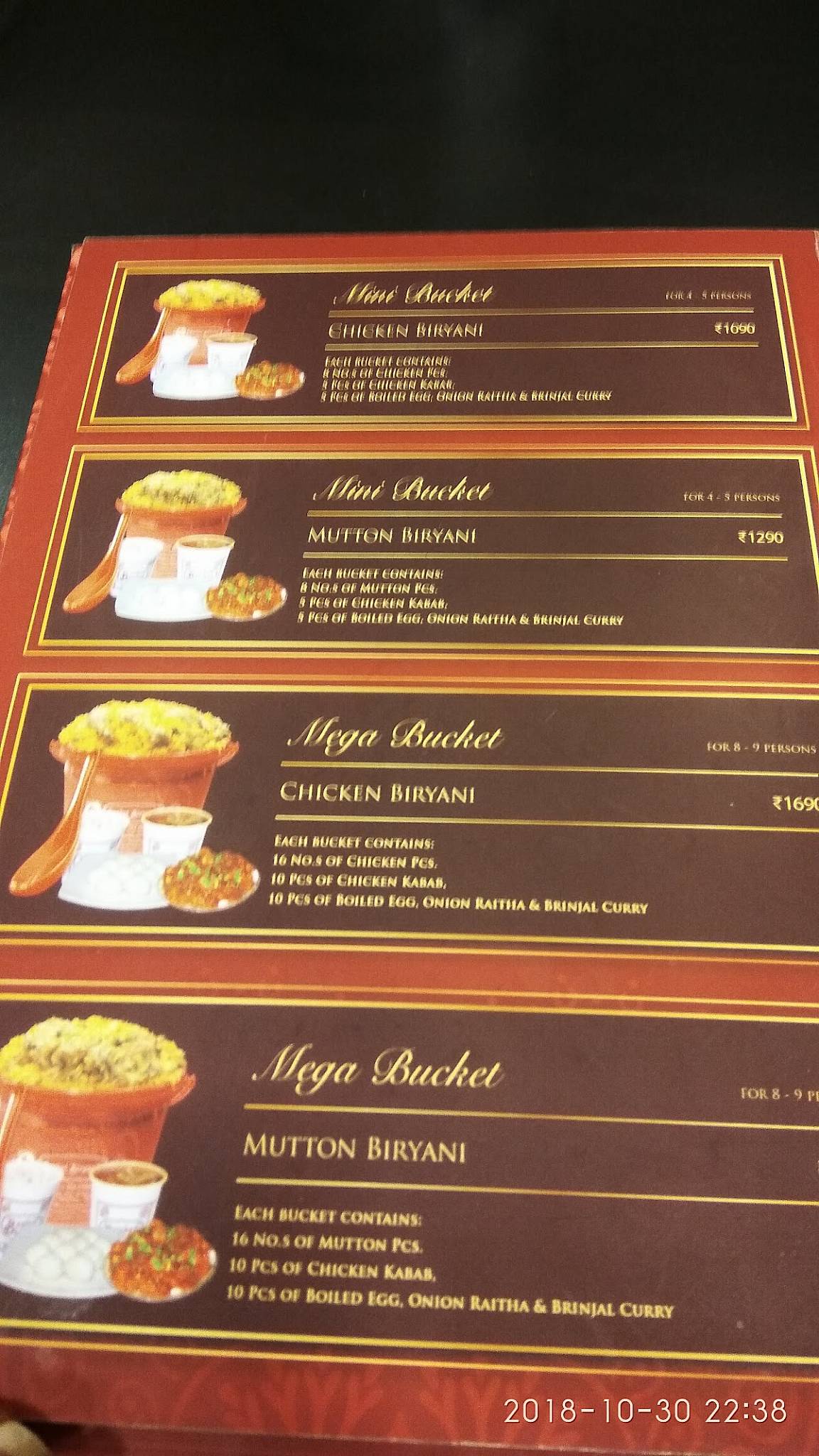 Menu at Bucket Biryani, Bengaluru, 15
