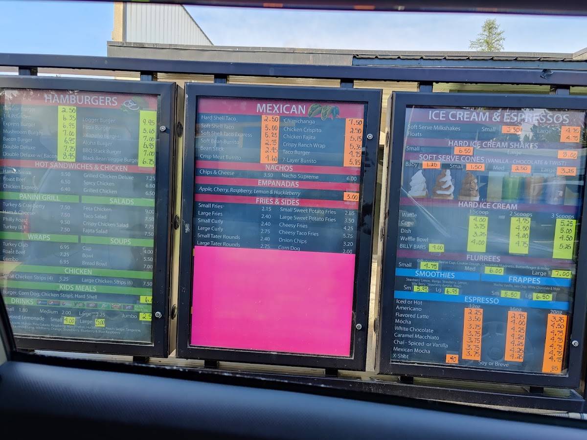 Menu at Burger Express restaurant, Libby