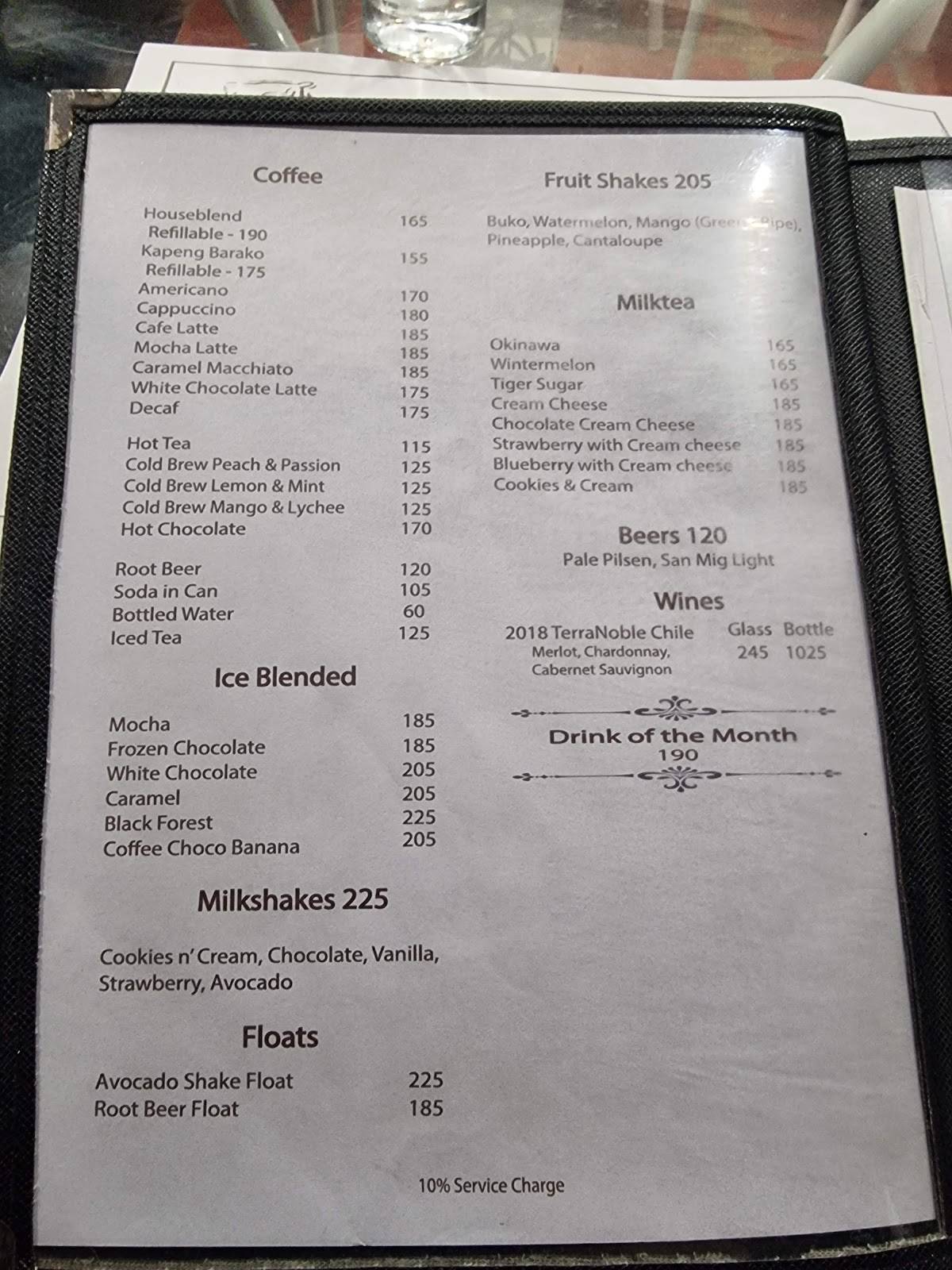 Menu at Charito by Bag of Beans restaurant, Tagaytay, 150 Emilio ...