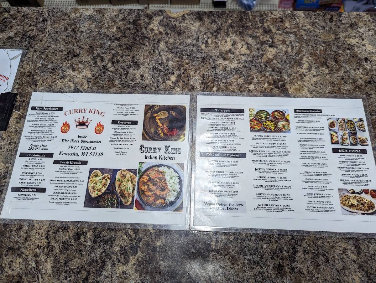 Menu at Curry King Indian Kitchen restaurant, Kenosha