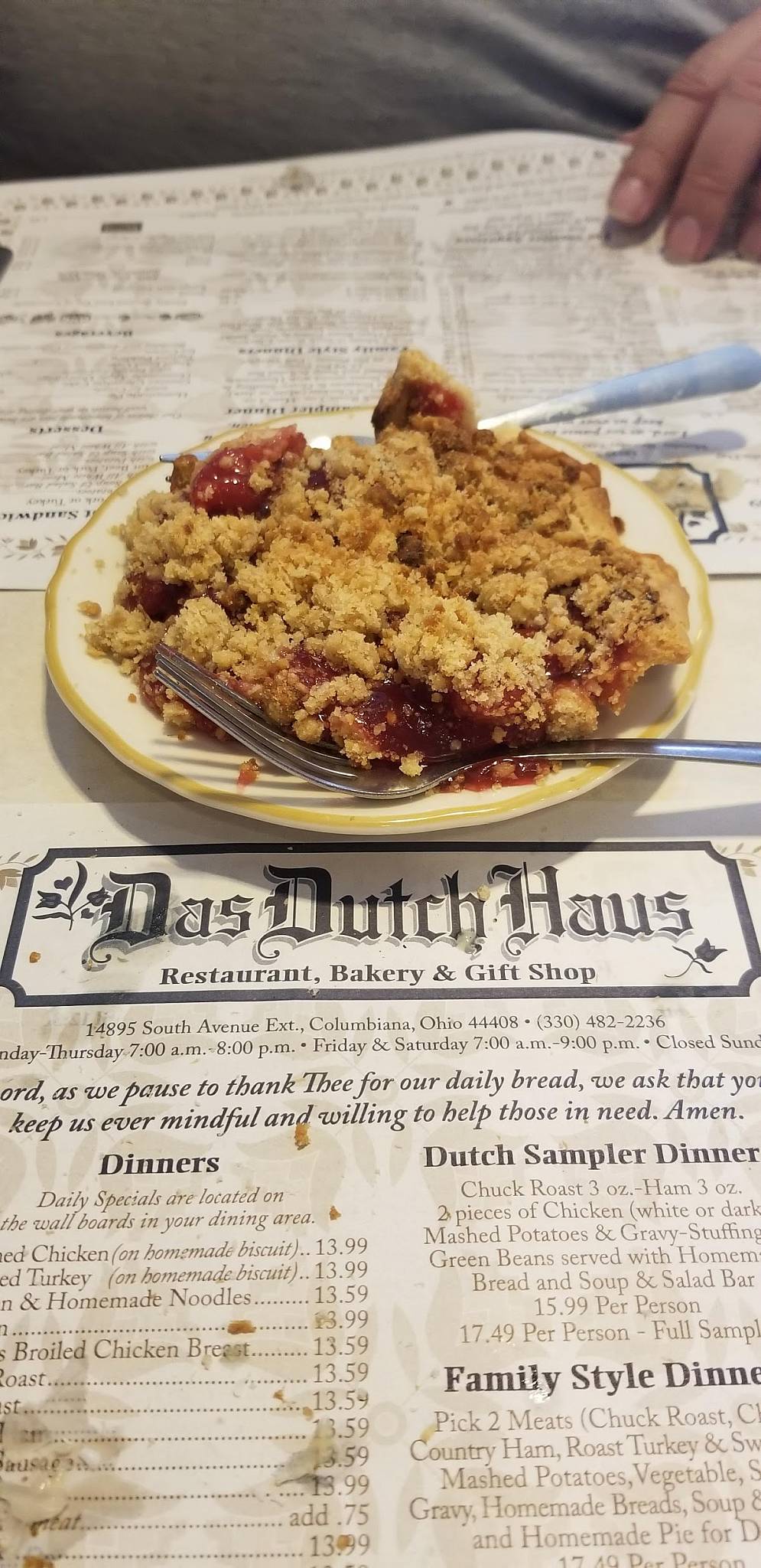Menu at Das Dutch Haus Restaurant, Columbiana