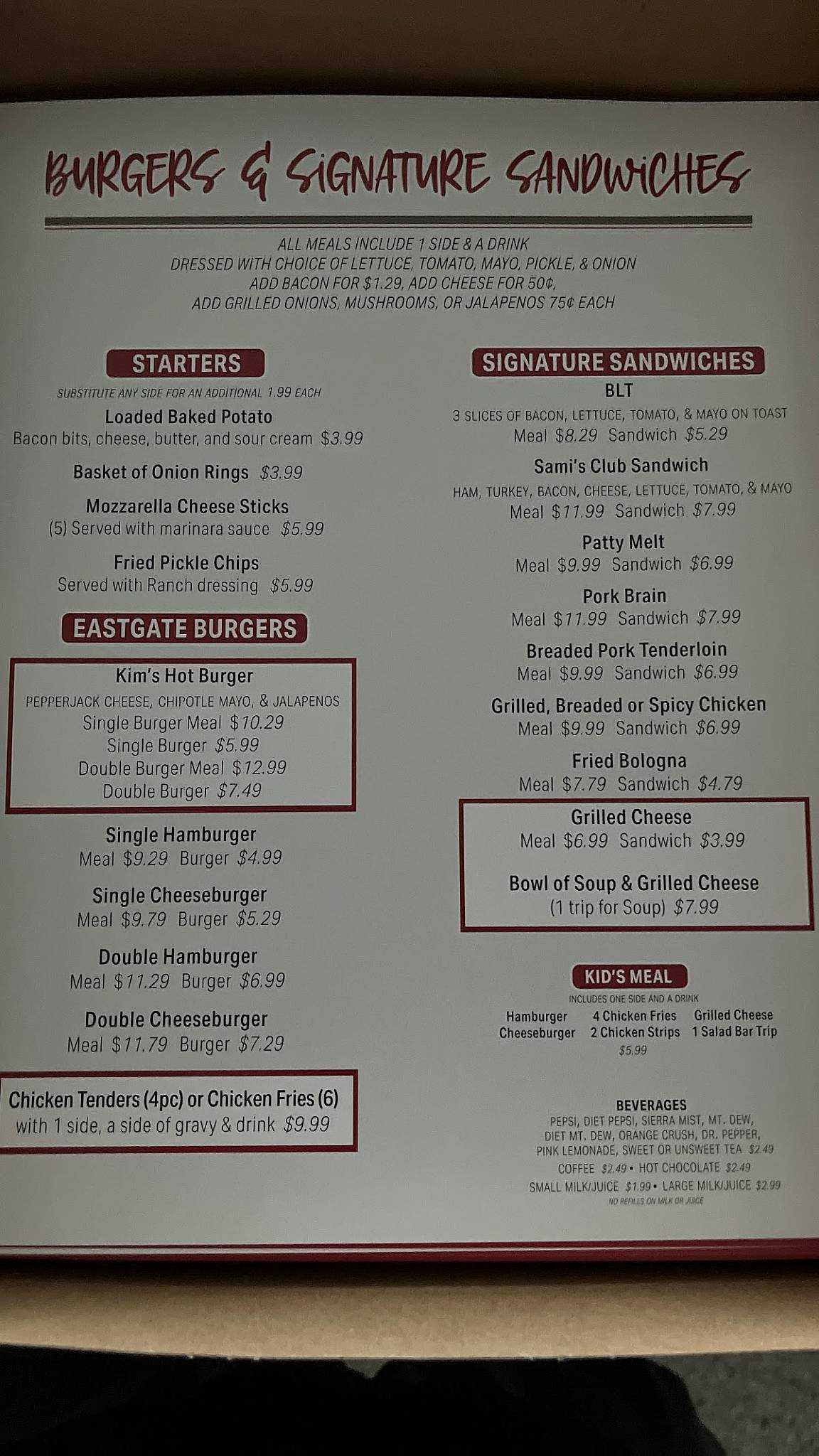 Menu at Eastgate Family Restaurant, Henderson