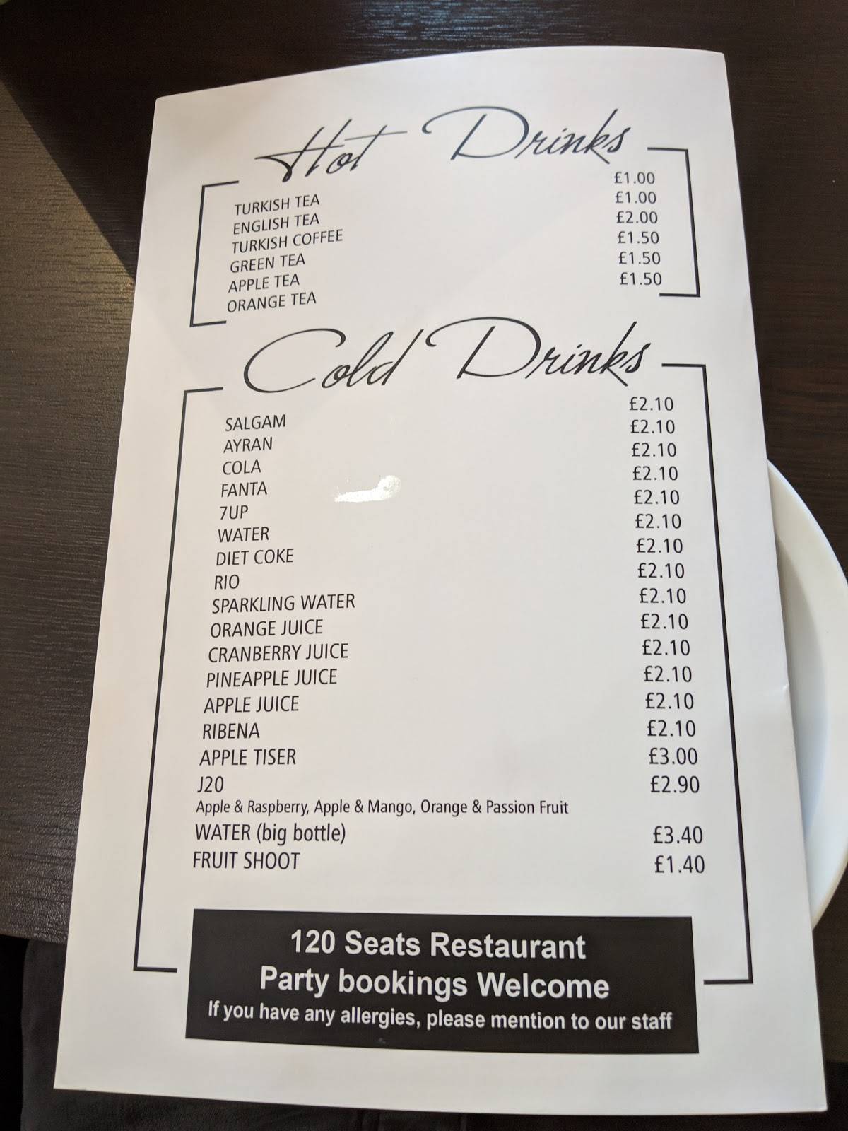 Menu at Efes BBQ, Dunstable