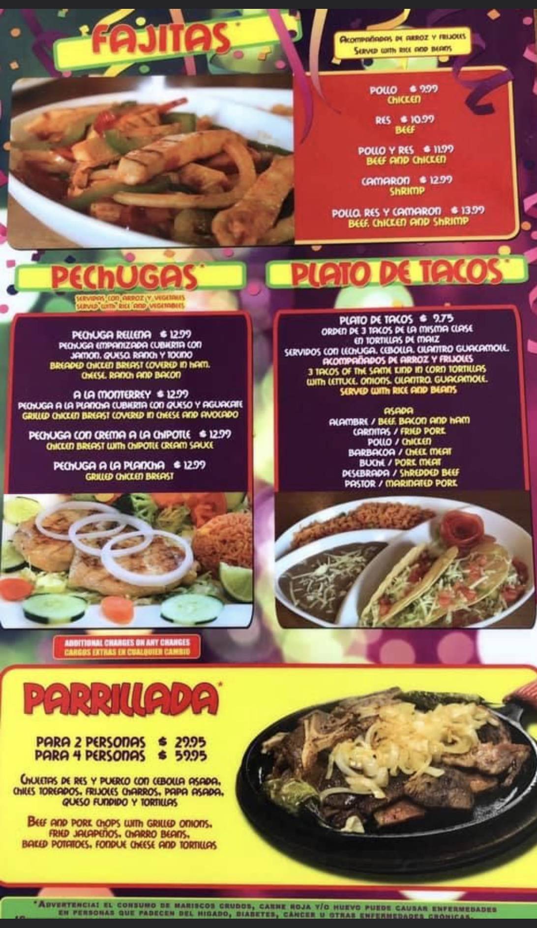 Menu at El Viva Mexico Restaurant, Albuquerque