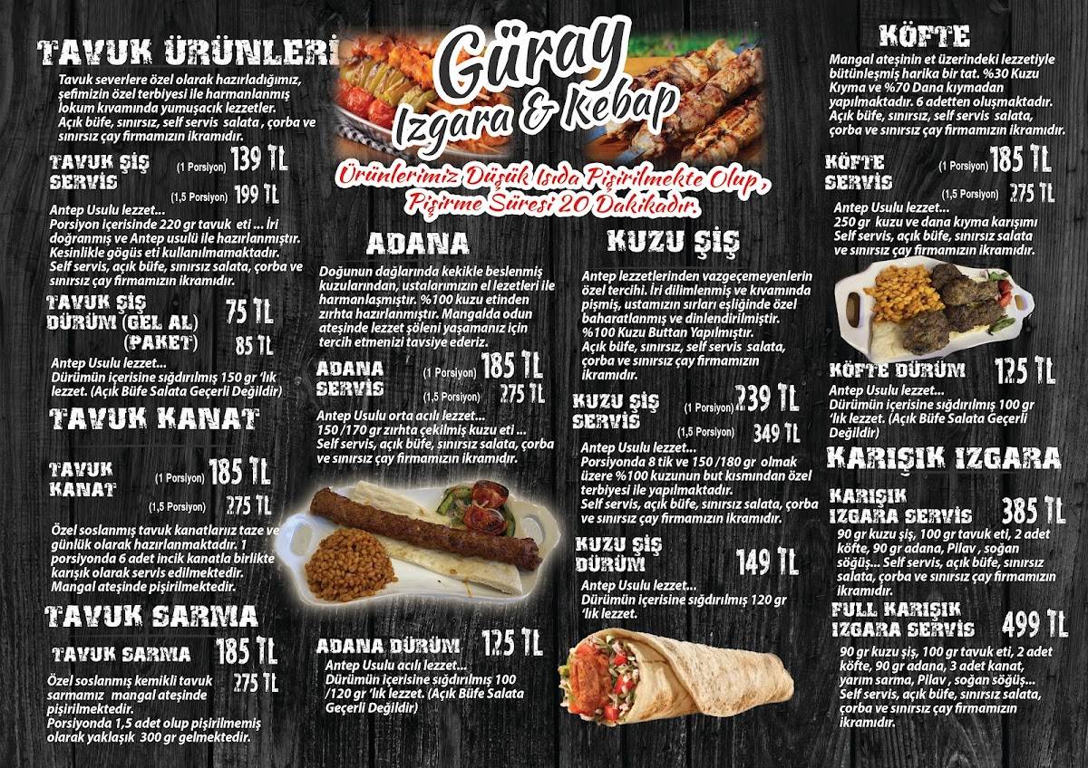 Menu at GÜRAY KEBAP & IZGARA, Talas