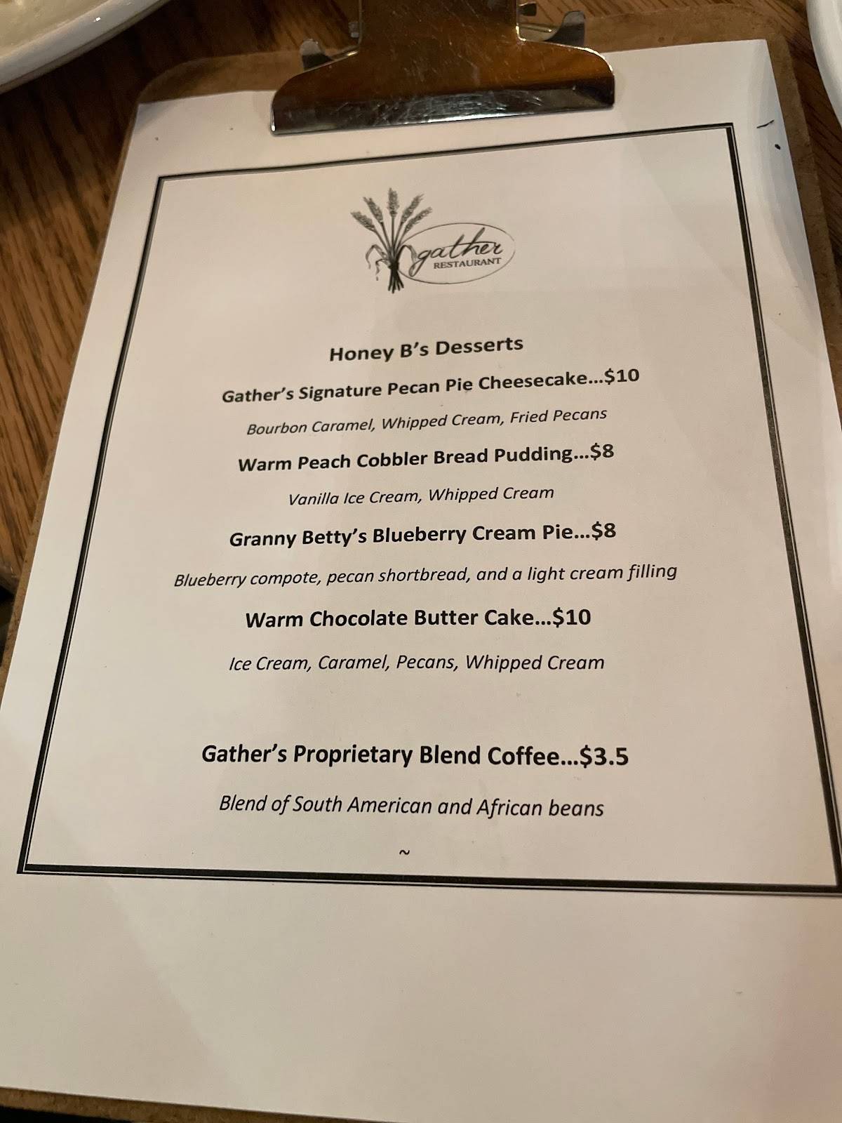 Menu at Gather Restaurant, Atmore