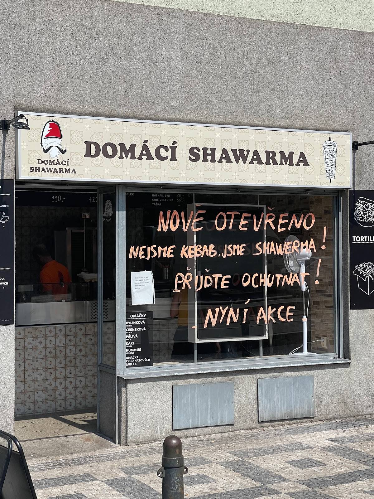 Menu at Homemade shawarma restaurant, Prague