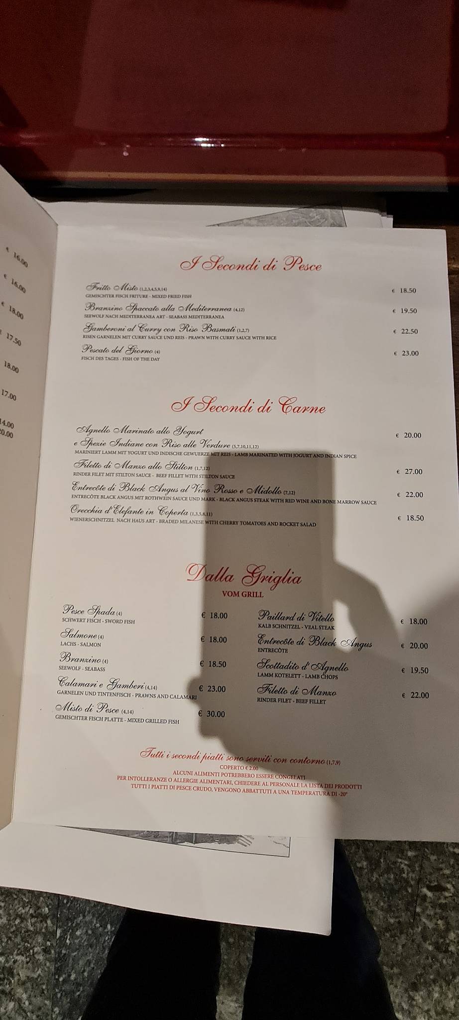 Menu da Il Ritrovo ristorante, Porlezza