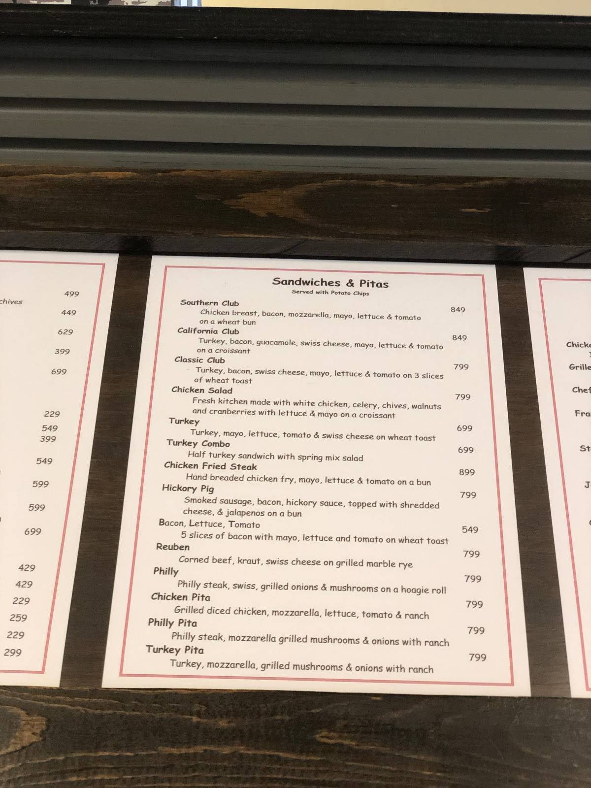 Menu at Jonny's At Oak Tree restaurant, Duncan