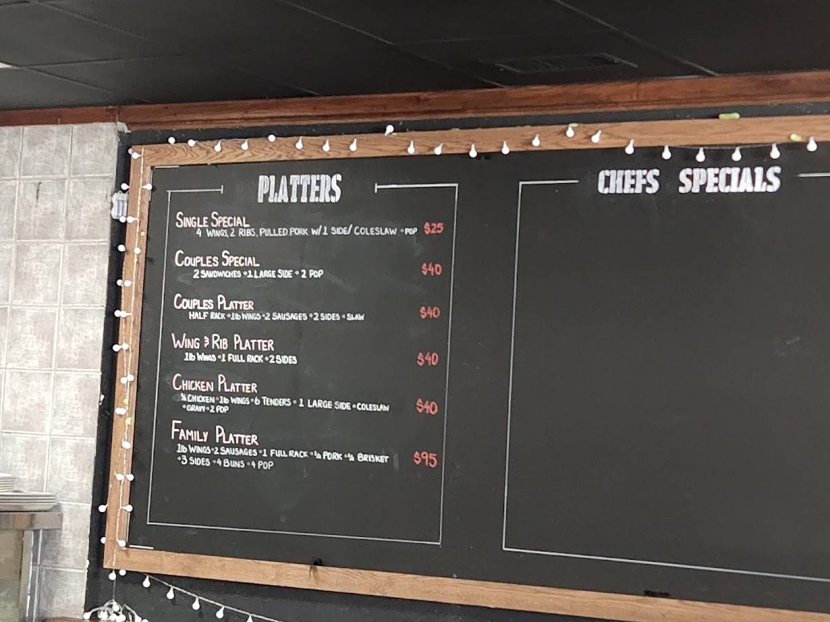 Menu at Keith's smokehouse restaurant, Ajax