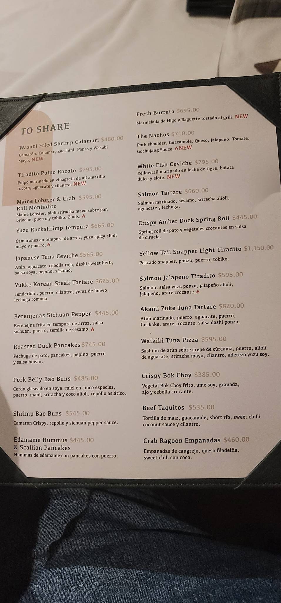 Menu at LILA - Modern Cuisine restaurant, Santo Domingo, C. P.º de los ...