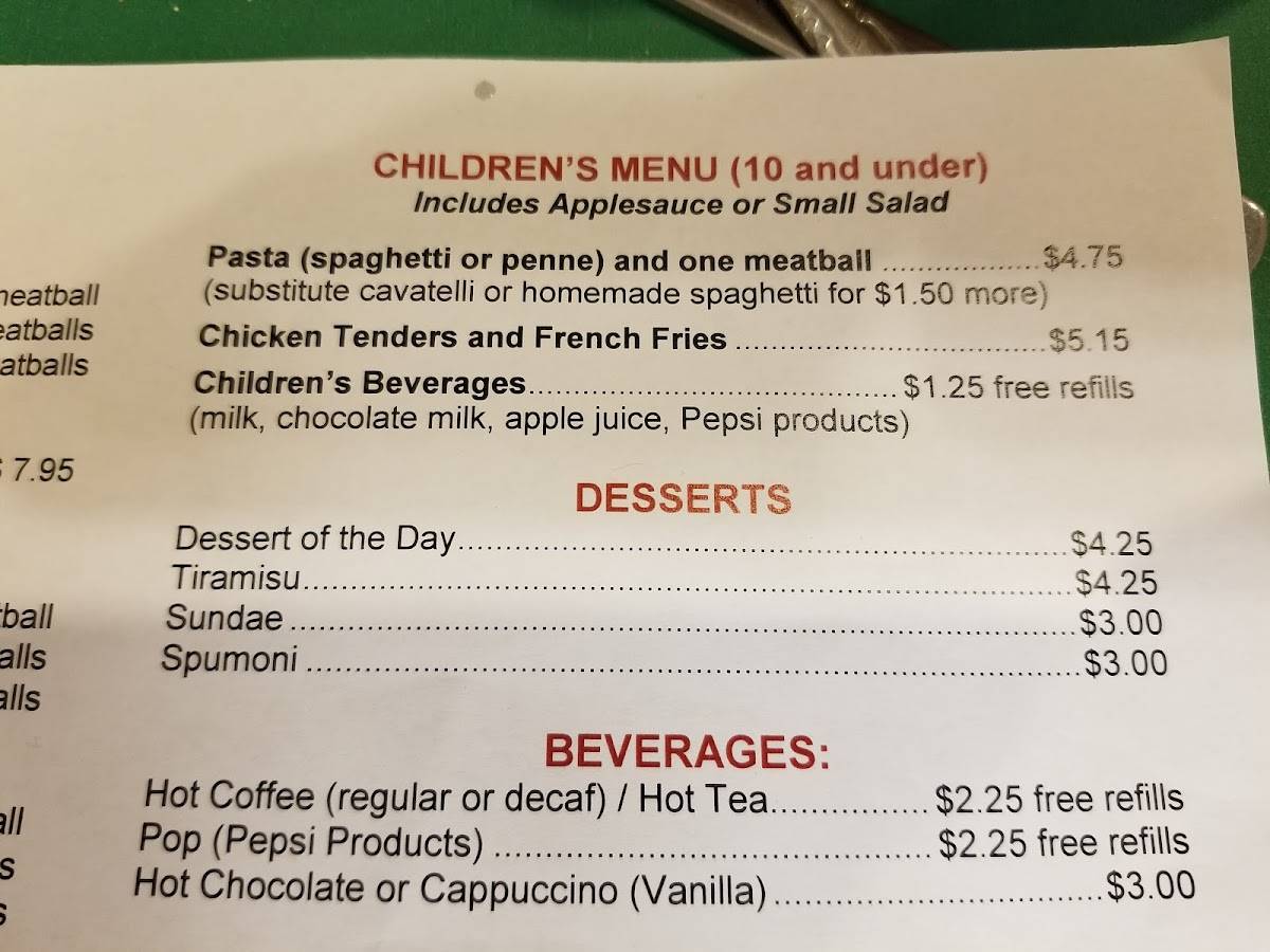 Menu at The Ladies of the Dukes restaurant, New Castle