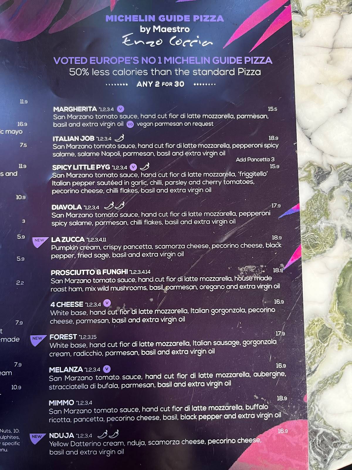 Menu at Little Pyg restaurant, Dublin