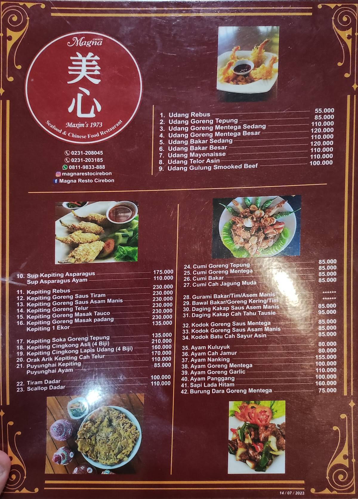 Menu at Magna Resto Cirebon restaurant, Cirebon