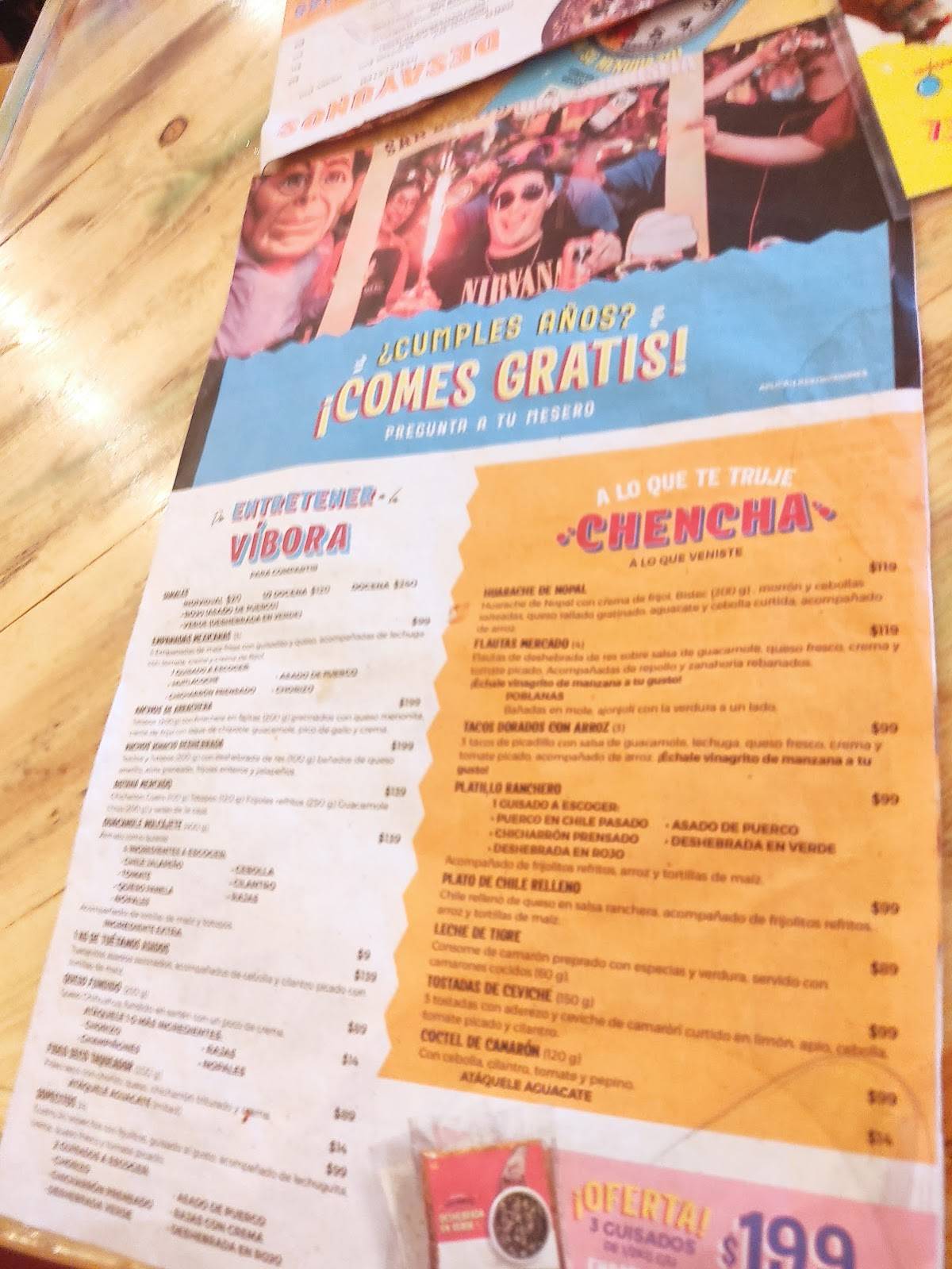 Menu at Mercado San Benito restaurant, Ciudad Juarez
